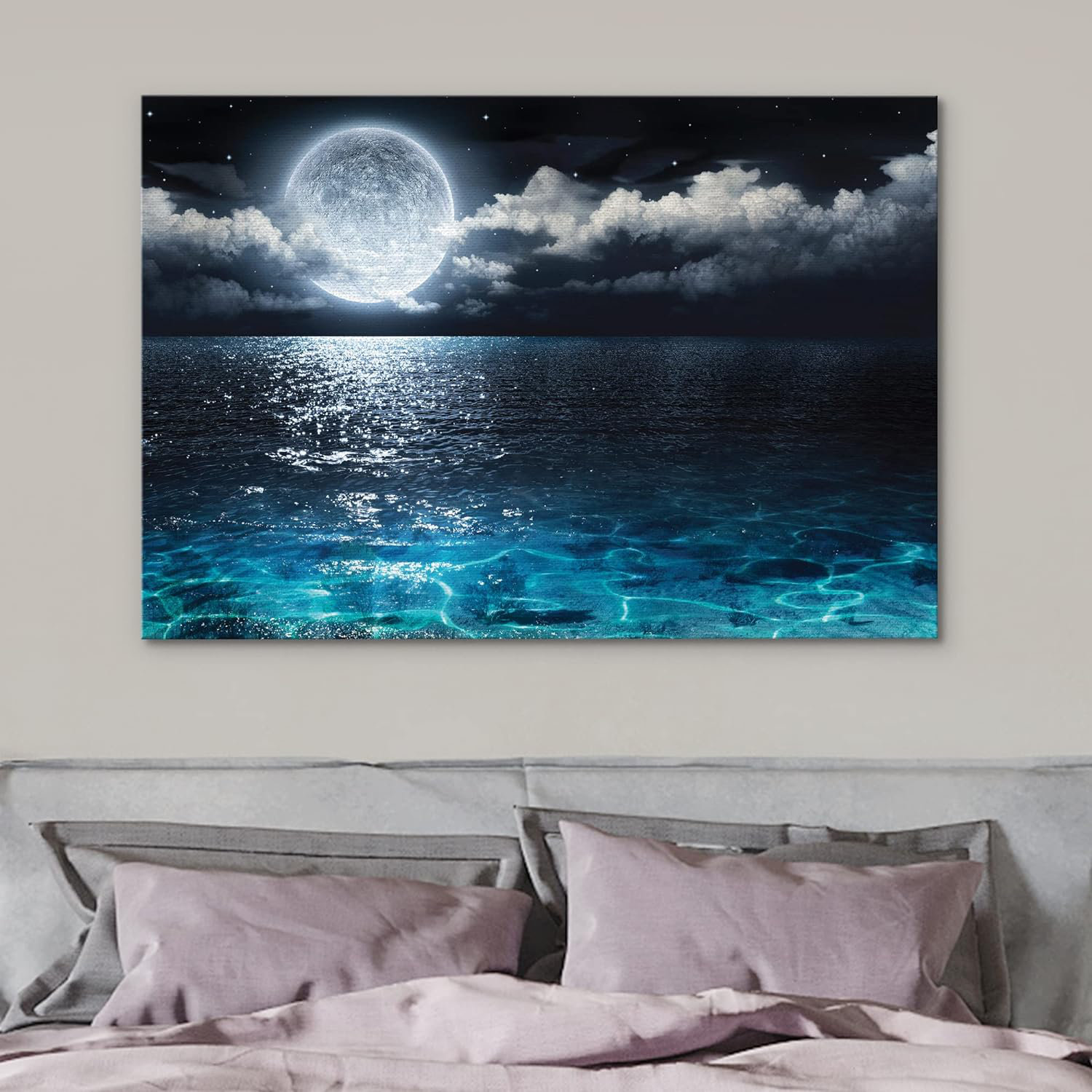 IDEA4WALL " Blue Ocean Under Moonlight Calmful Heart " - Wayfair Canada