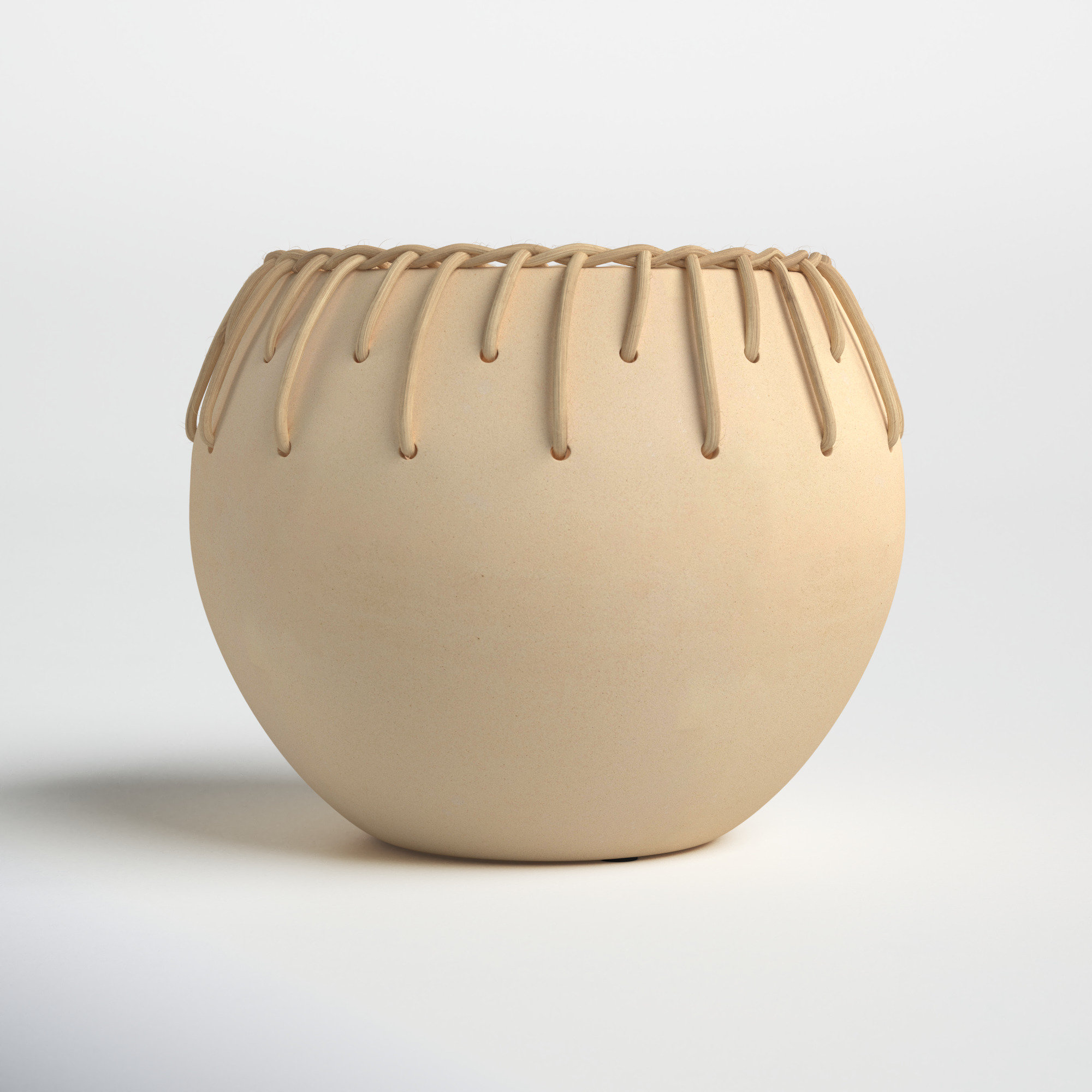 Joss & Main Elsye Ceramic 9"D Bowl With Weaving, Natural, Round | Wayfair