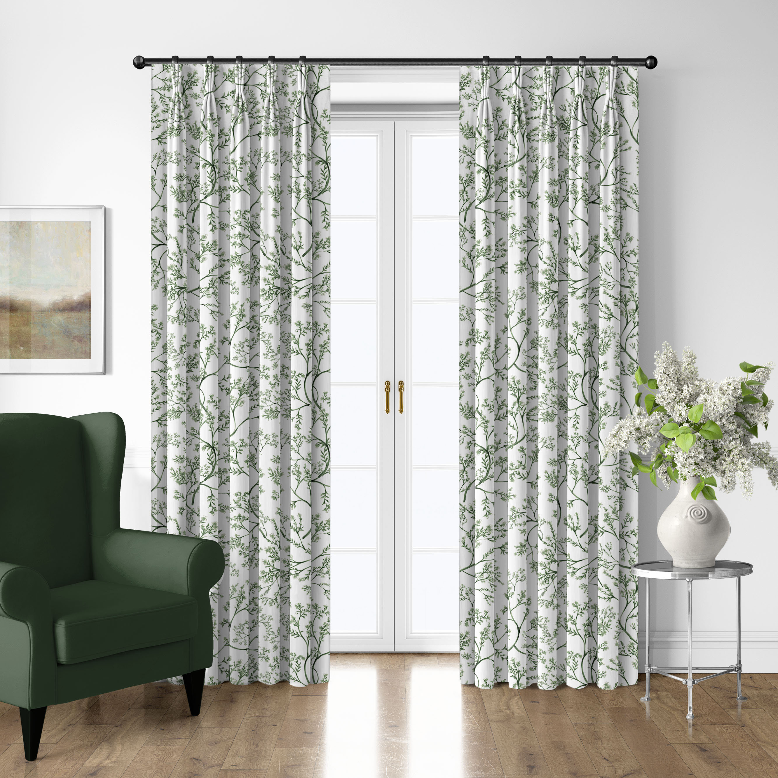 6ix Tailors Fine Linens Tinsley Ivy Cotton Pinch Pleat Drapery Panel ...