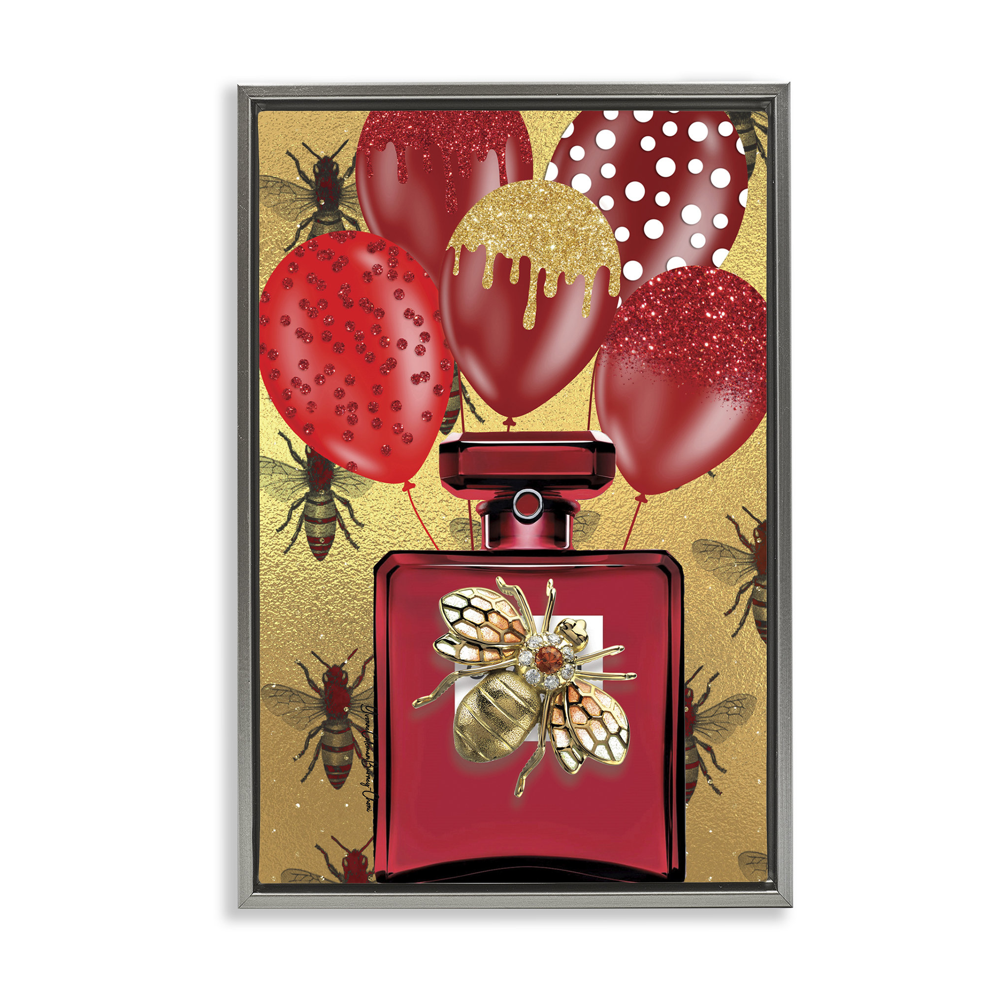 Everly Quinn Glam Red Bee Perfume Floater Canvas by Yvonne Coleman ...