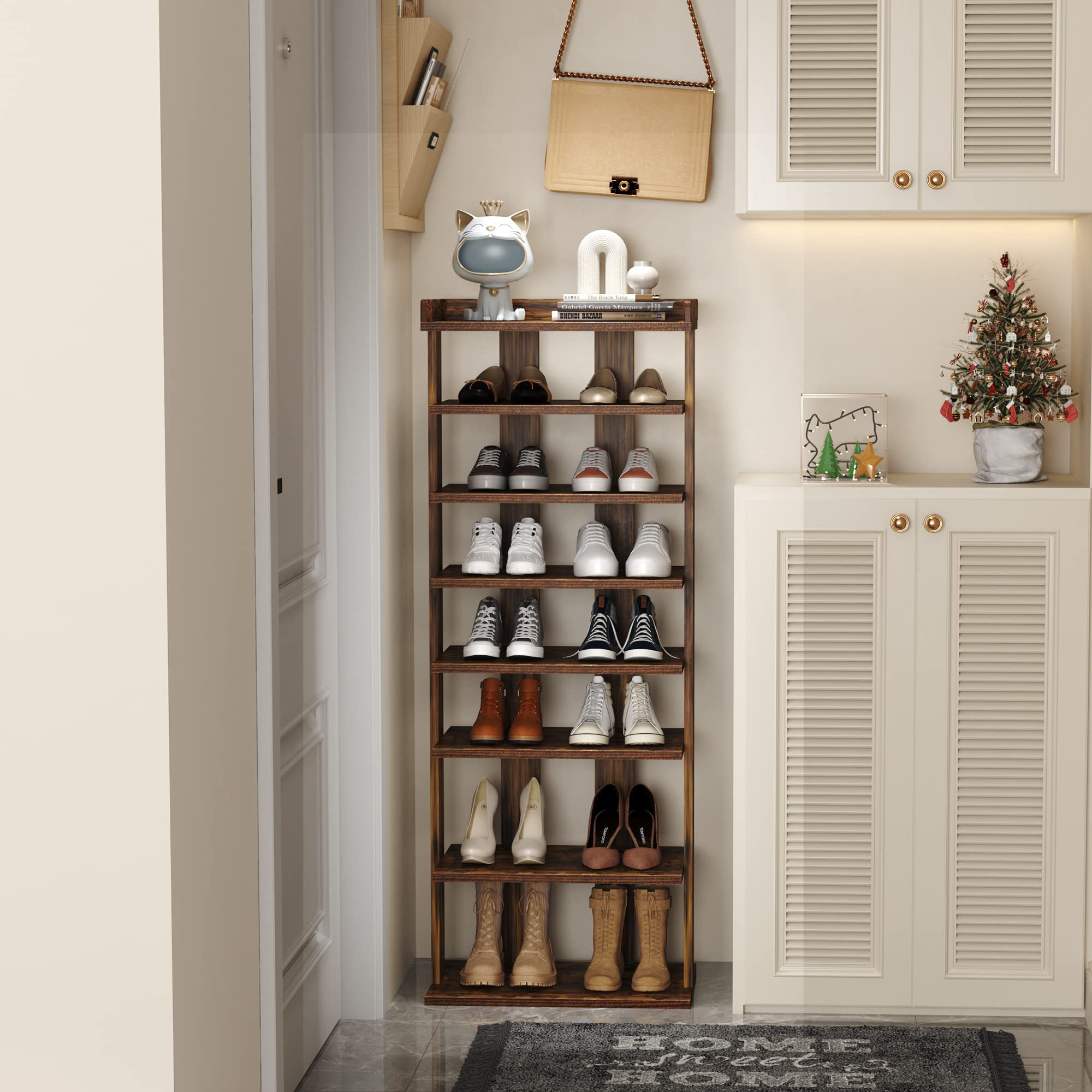 One Allium Way 7-Tier Wood Shoe Rack, Double Rows Shoe Shelf, Shoe ...