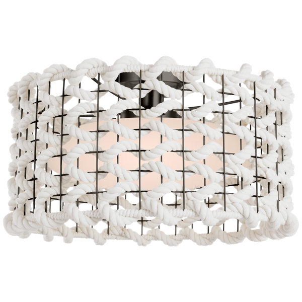 Visual Comfort Catania 17" Flush Mount With Cream Braided Rope | Perigold