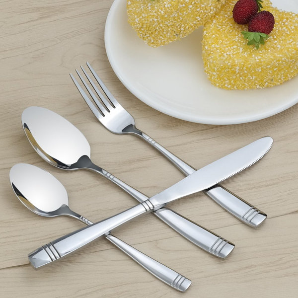 Ebern Designs Langler 24 Piece Stainless Steel Cutlery Set , Service ...