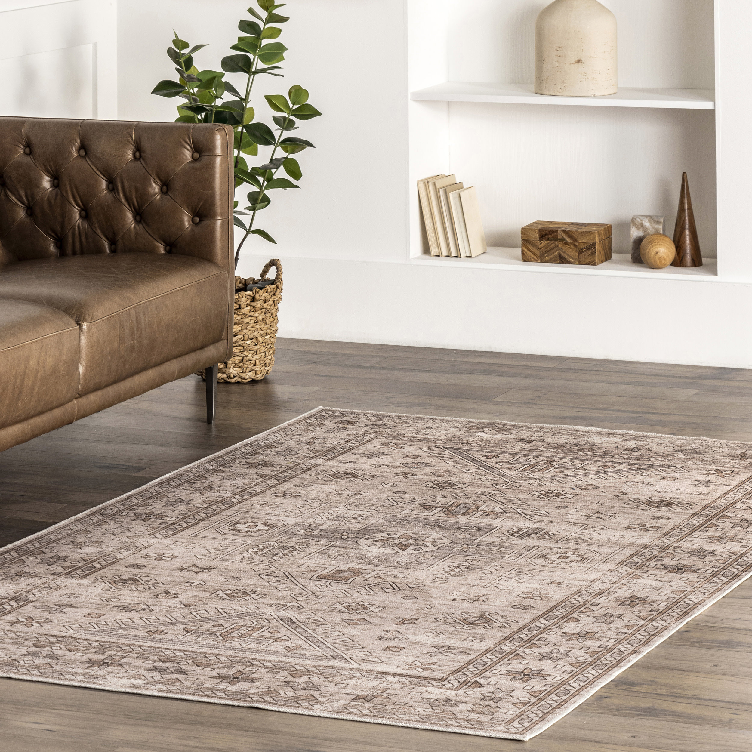 Union Rustic Amie SpinClean Persian Border Machine Washable Area Rug ...