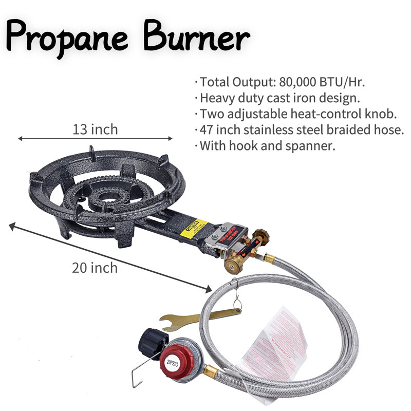 ARC 23" Stainless Steel Concave Comal Set, 80,000 BTU Propane Burner ...