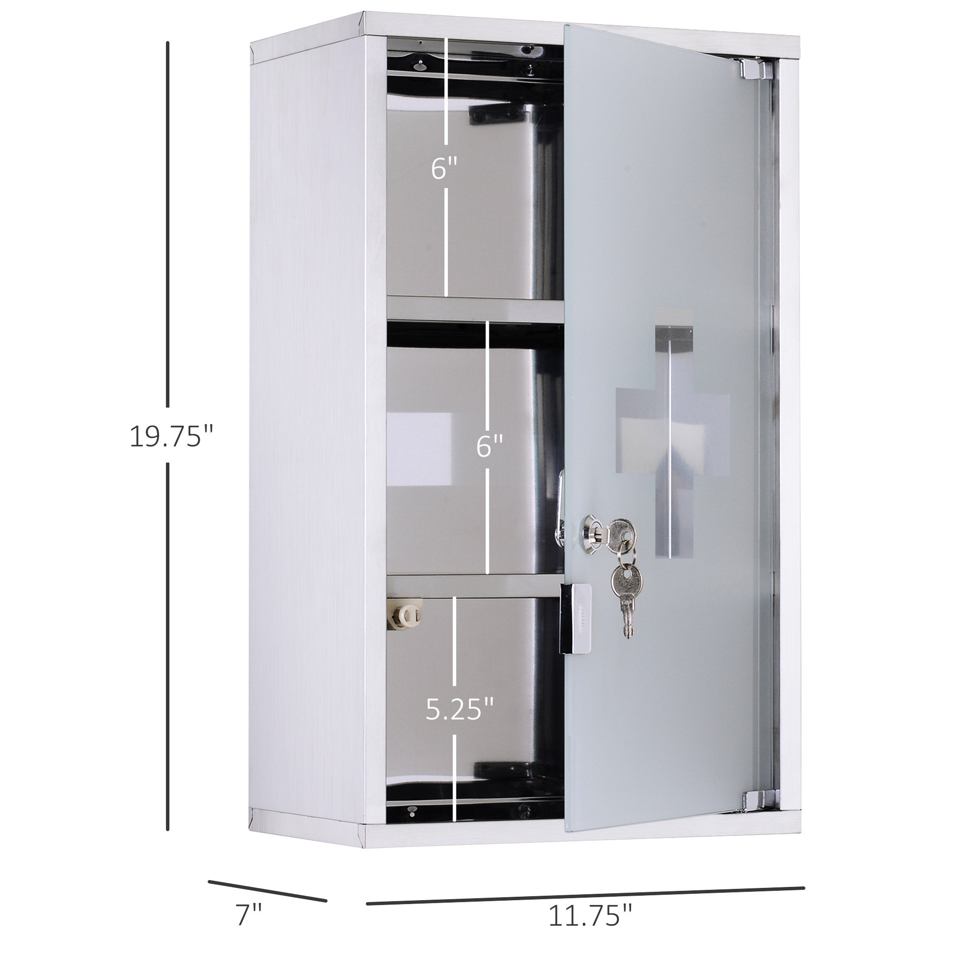 Wrought Studio™ Locking Meds Cabinet With Stainless Steel, 12" X 20 ...