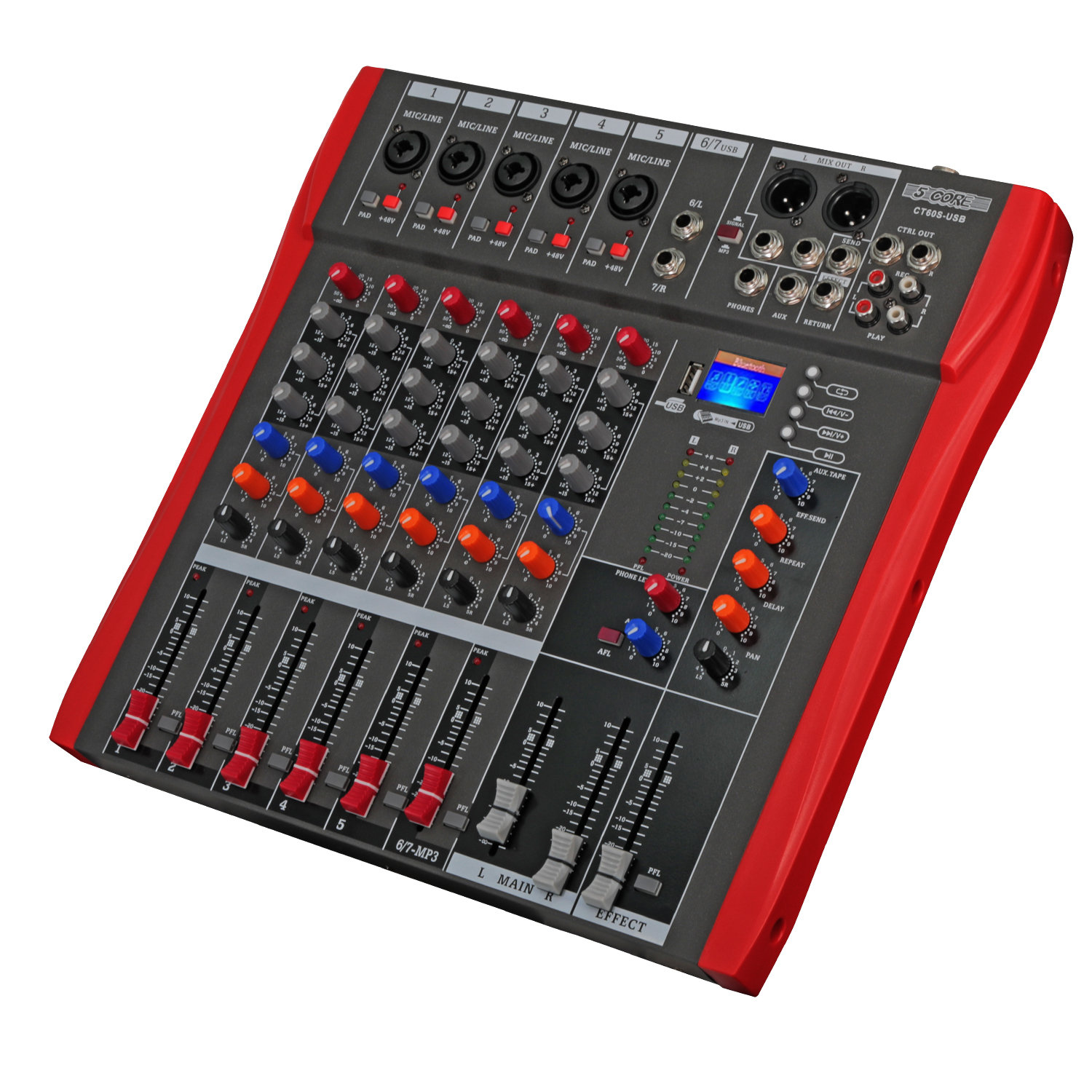 5 Core Audio Mixer 6 Channel DJ Controller Professional Sound Board ...