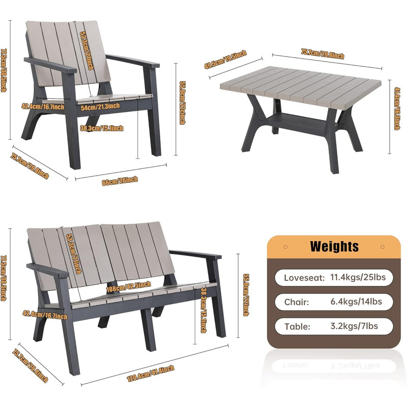 Ebern Designs Honia 4 - Person Outdoor Seating Group with Cushions ...