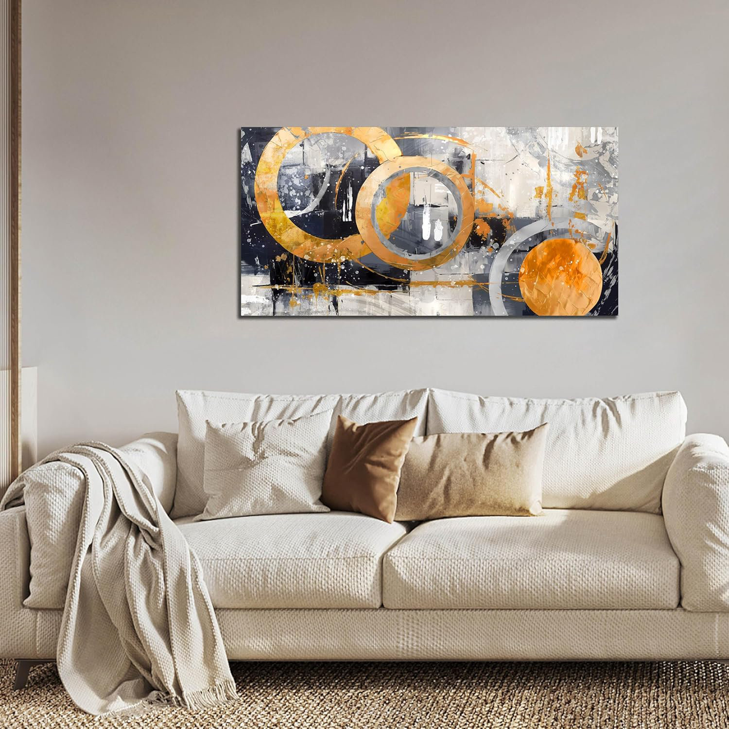 Ivy Bronx Abstract Painting Wall Art For Living Room - Yellow Modern ...