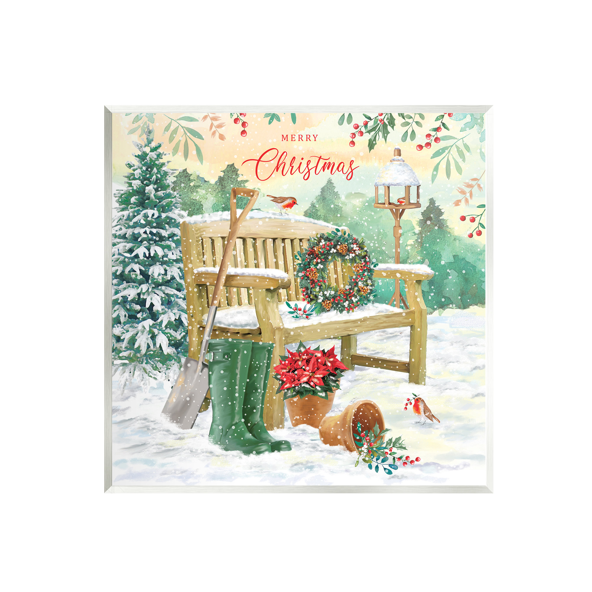 Stupell Industries Merry Christmas Winter Bench Wall Plaque Art By Jane ...