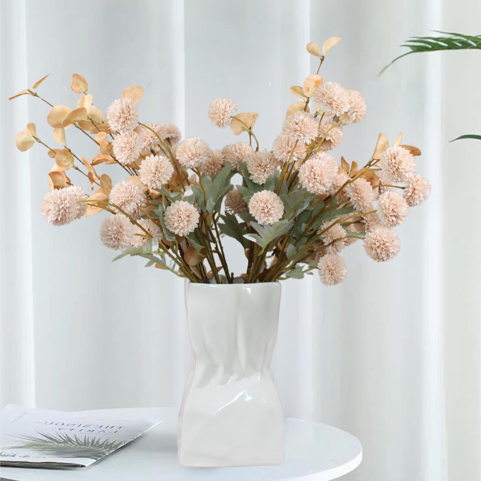 Primrue Fake Mums Long Stem Flowers Tan Neutral Flowers For Decorations ...