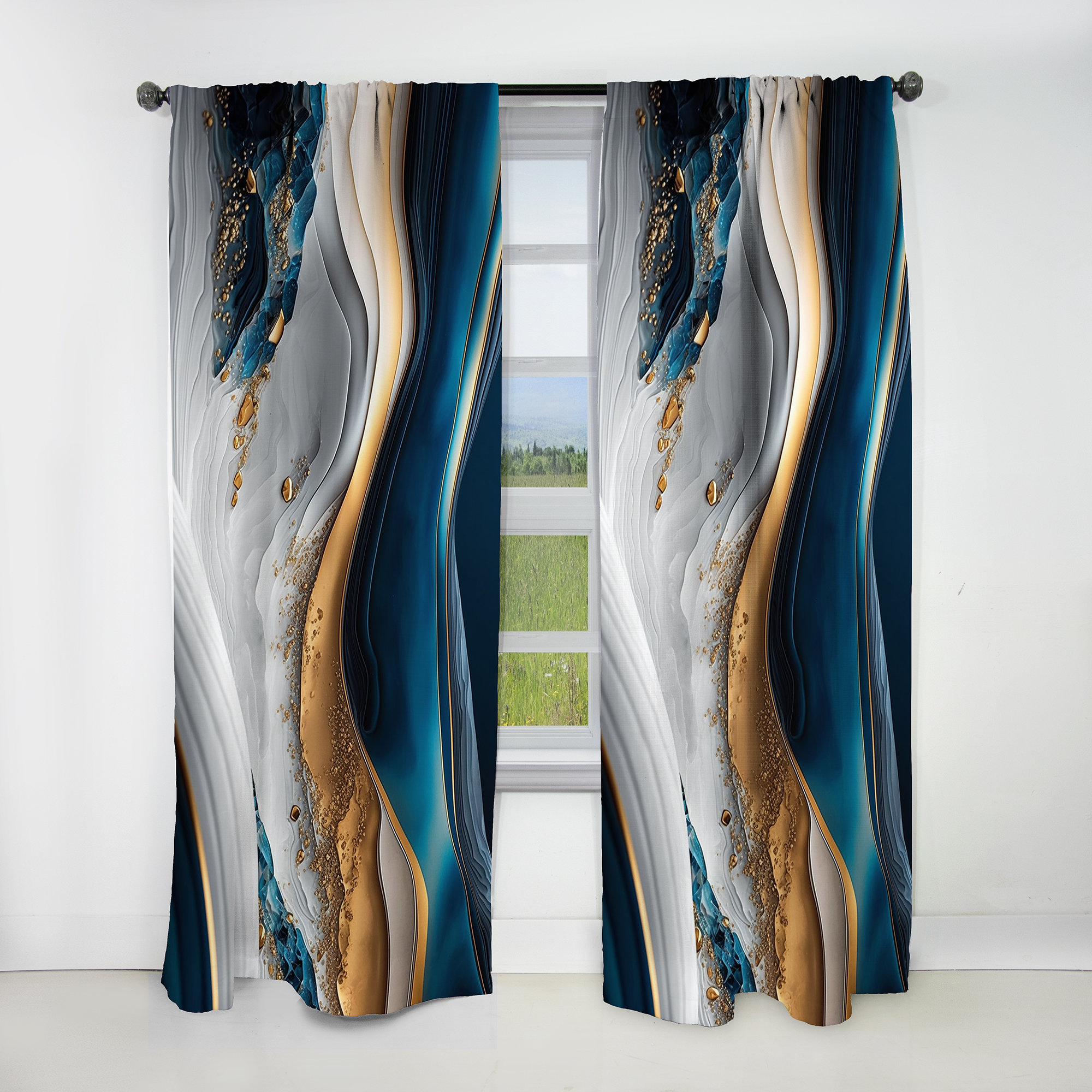 East Urban Home Dancy - Modern Blackout Abstract Curtain - 1 Panel ...