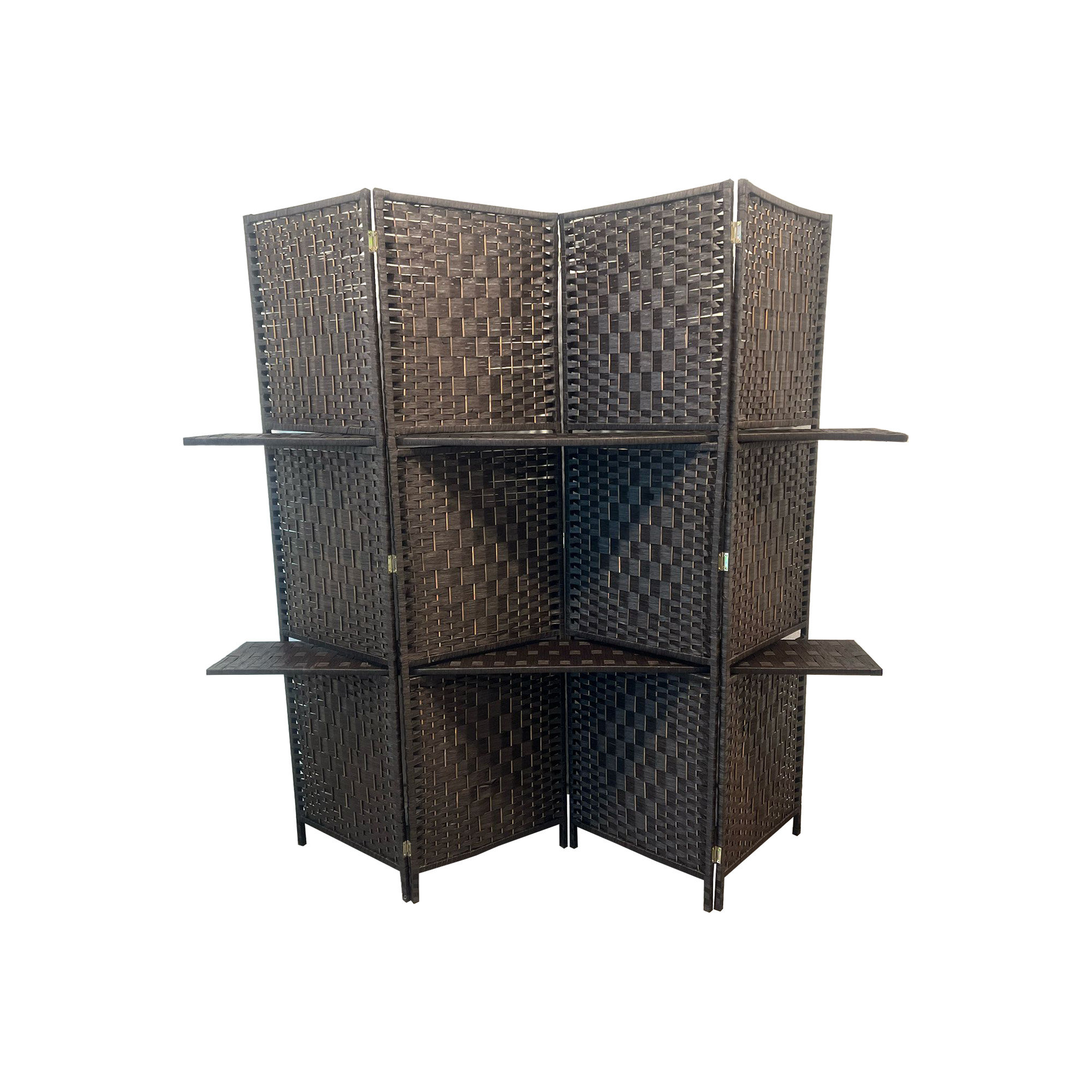 Ophelia & Co. 4 Panels Brown Paper Divider With Shelf | Wayfair