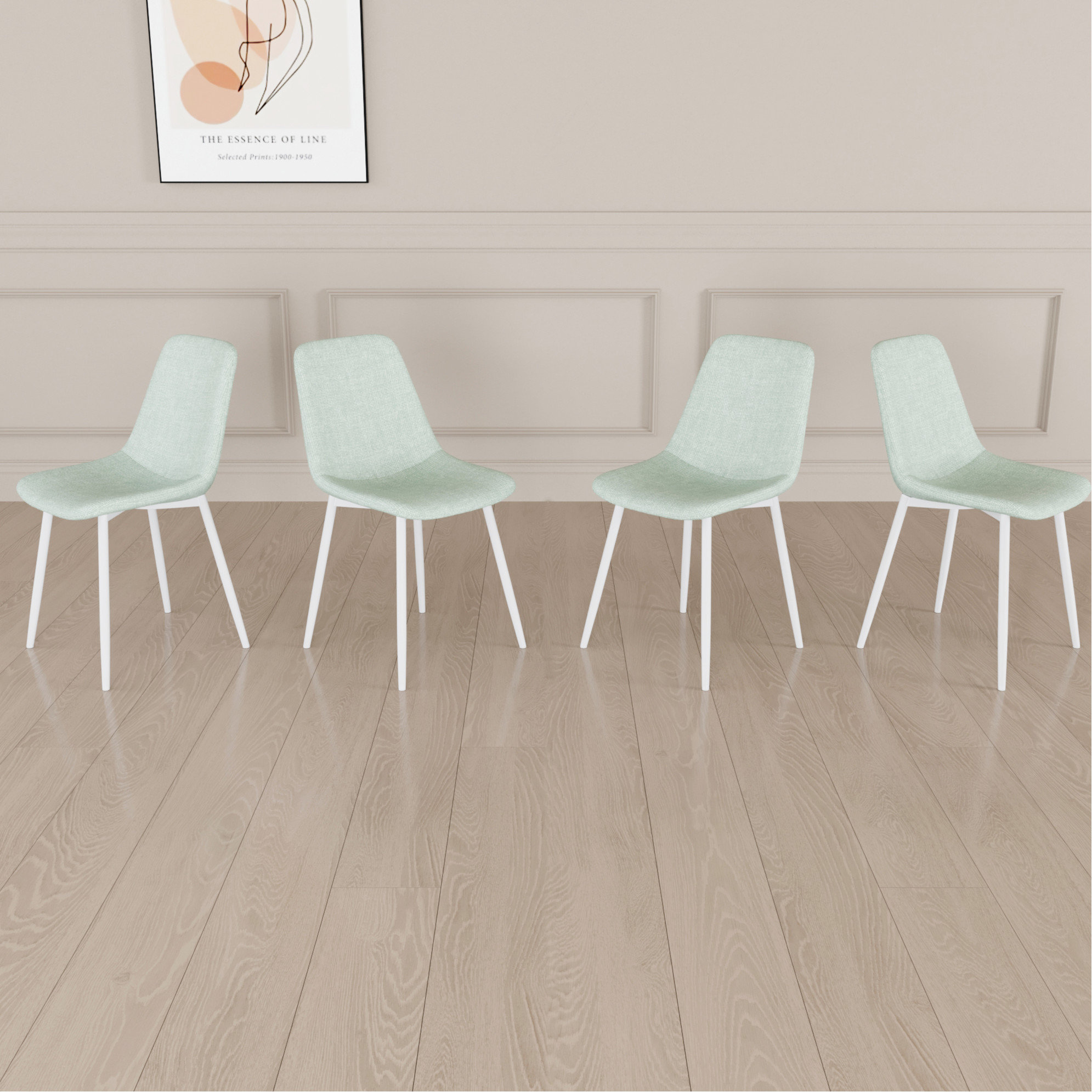 Hokku Designs 4 Dining Chair , Modern Linen Padded With Metal Structure ...