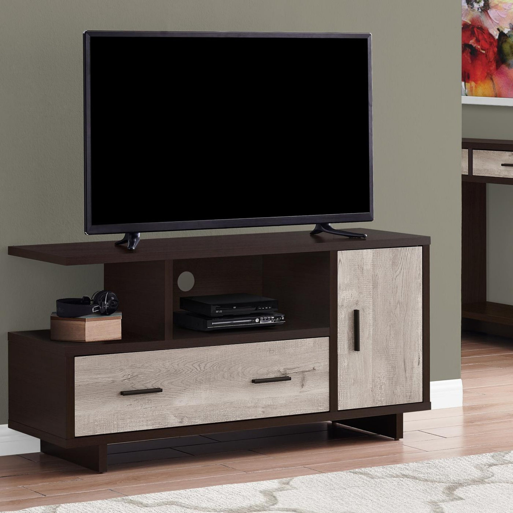 Latitude Run® Modern Two-Tone Media Console with Storage | Wayfair