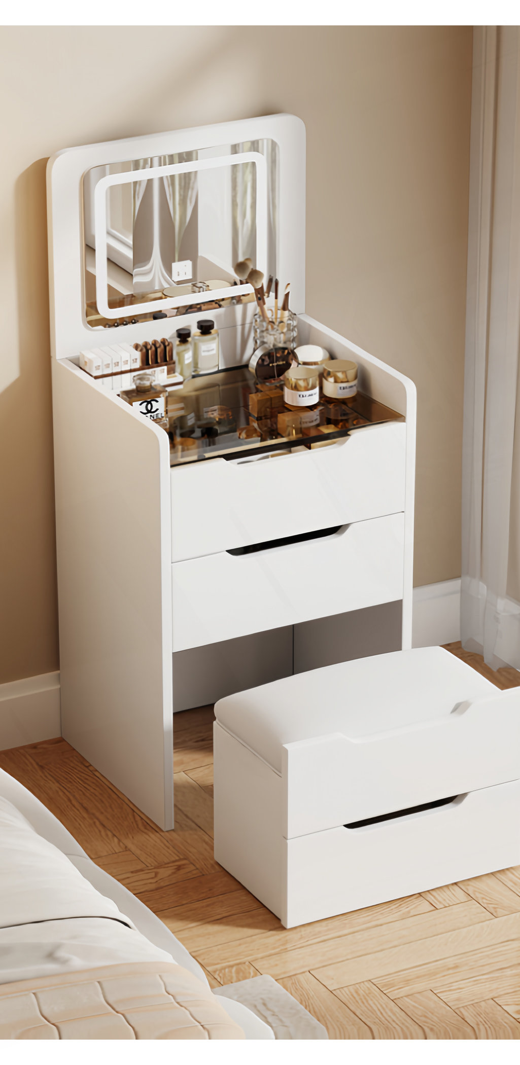 Wrought Studio™ 3 In 1 Vanity Desk With Plip Top Mirror, Small Make Up ...