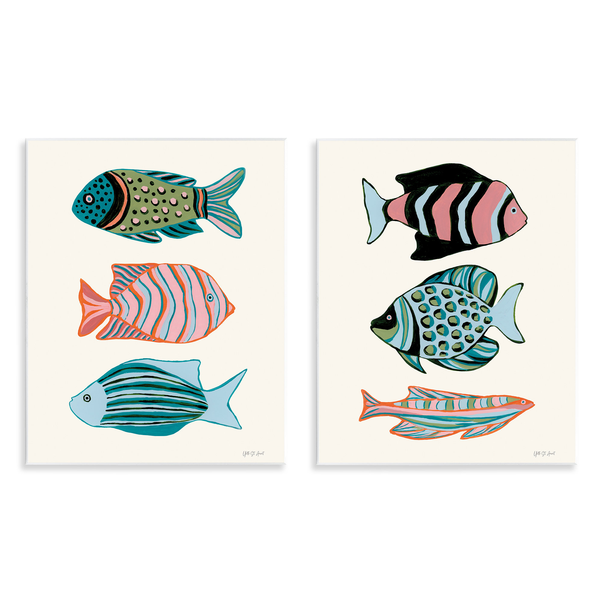 Dakota Fields Tropical Pastels Fish Wall Plaque Art Set by Yvette St ...