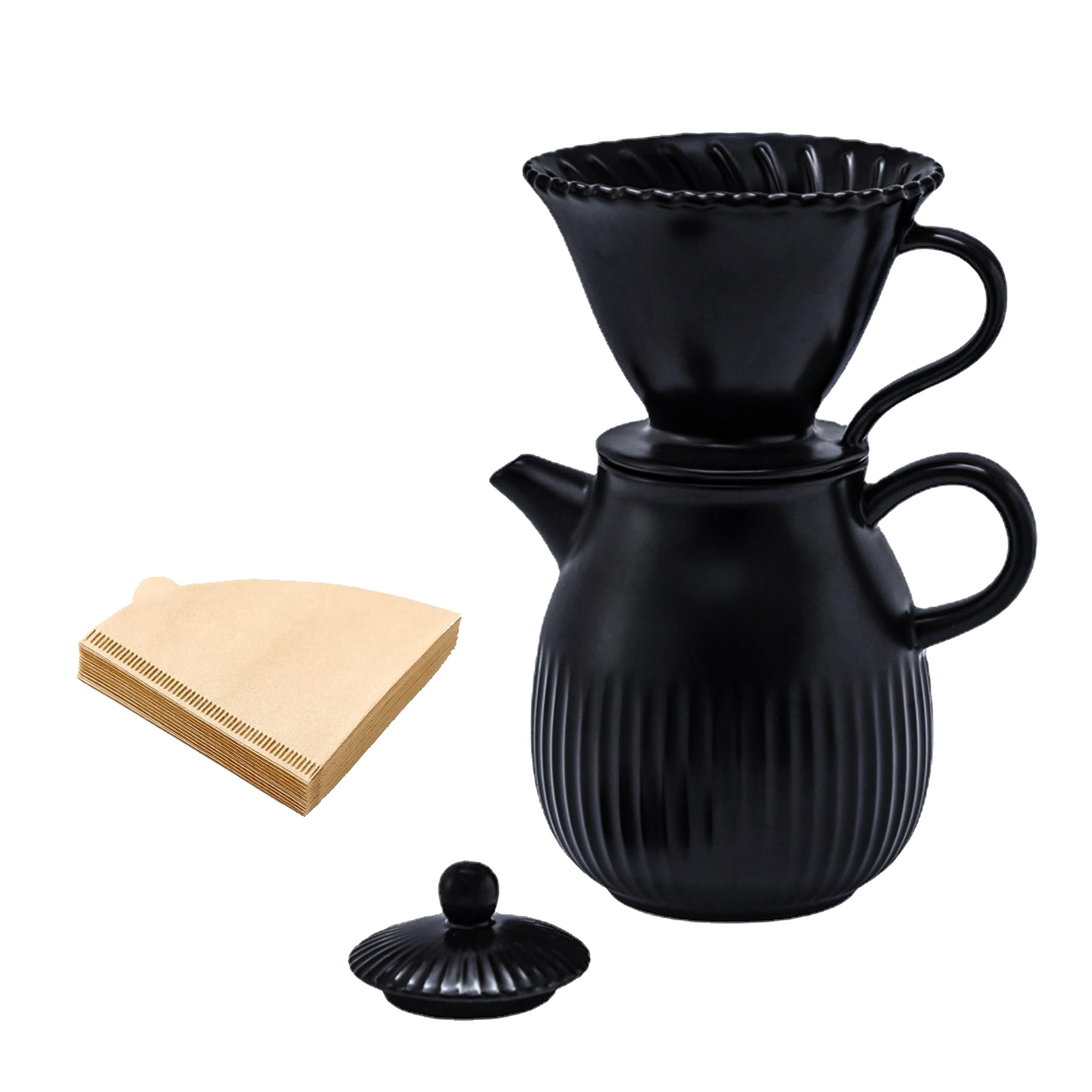 4 SEASONS FURNITURE Ceramic Pour Over Coffee Maker Set - 21 oz Coffee ...