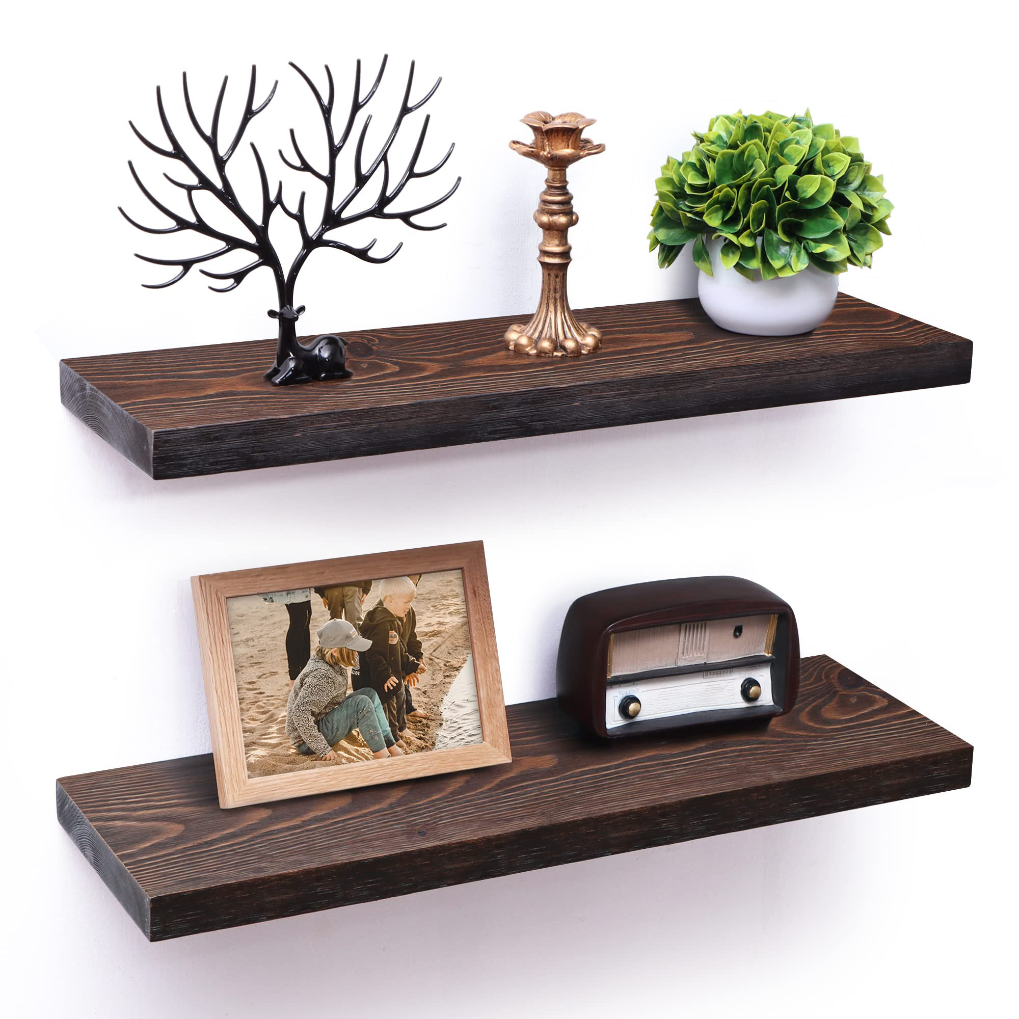 Millwood Pines Ayvie 2 Piece Pine Solid Wood Floating Shelf & Reviews ...
