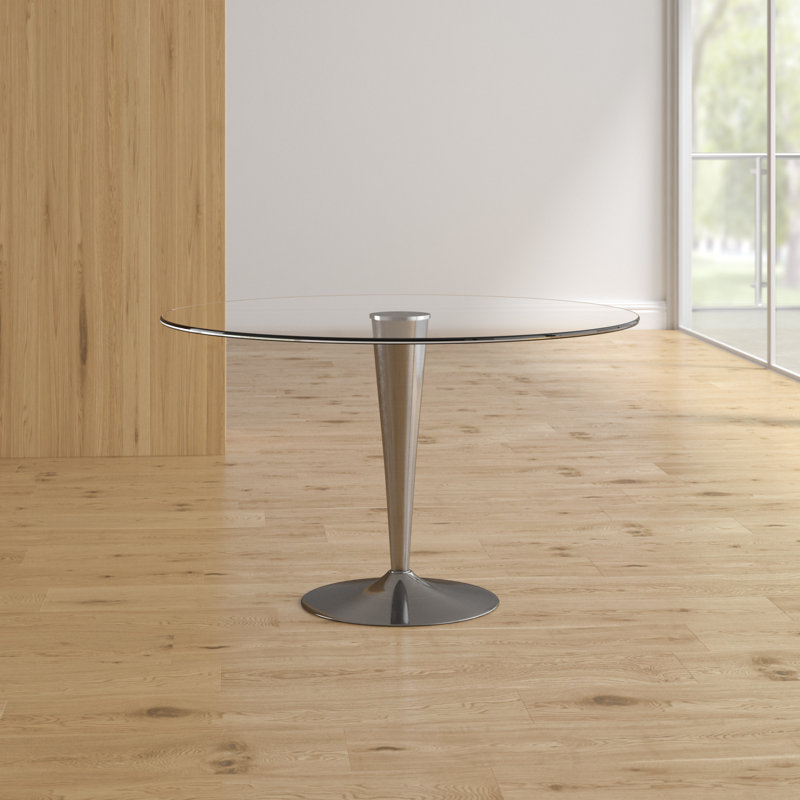 Brayden Studio® Metzinger Extendable Round Glass Top Metal Base Dining ...