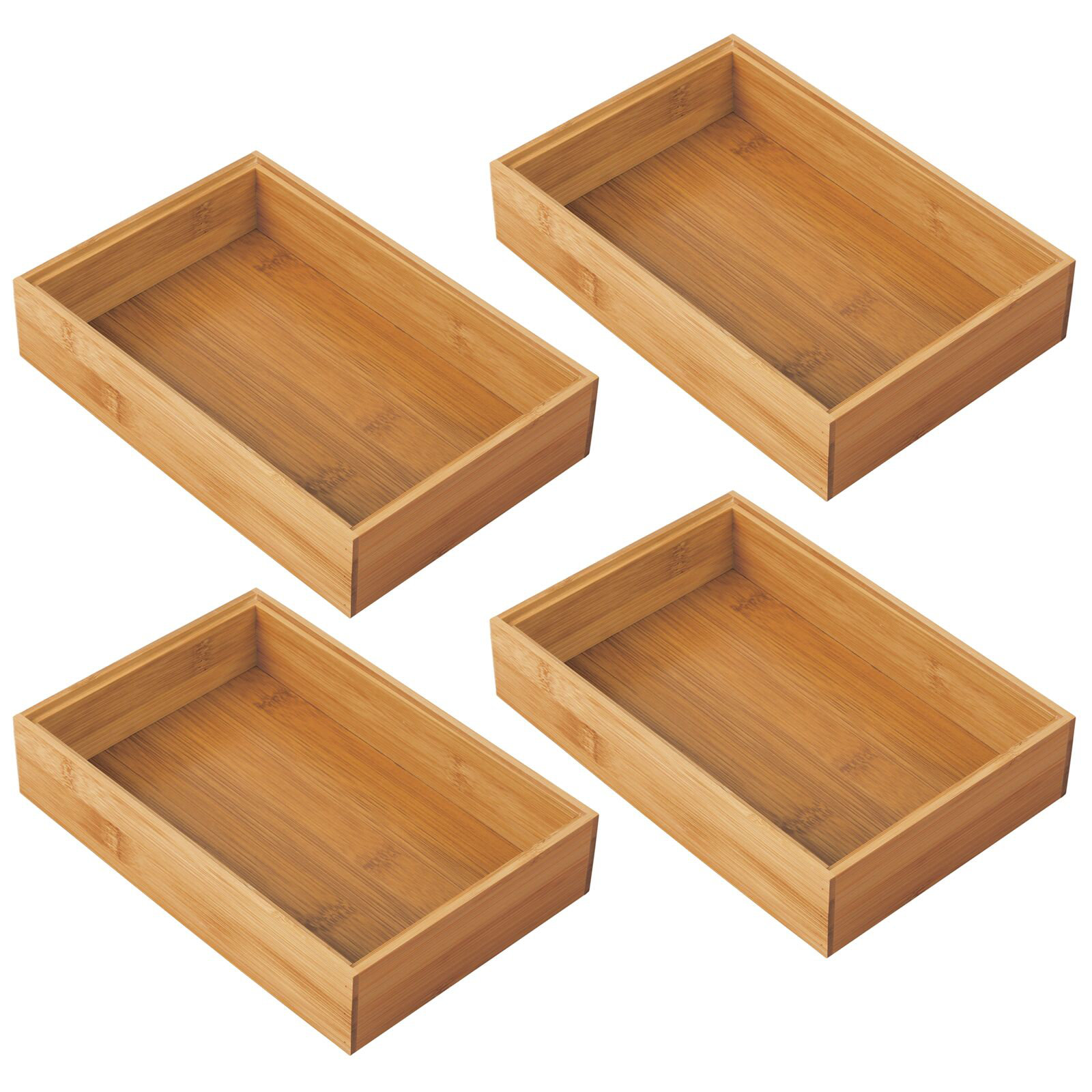 mDesign Stackable 9" Long Wooden Bamboo Drawer Organizer - 4 Pack ...