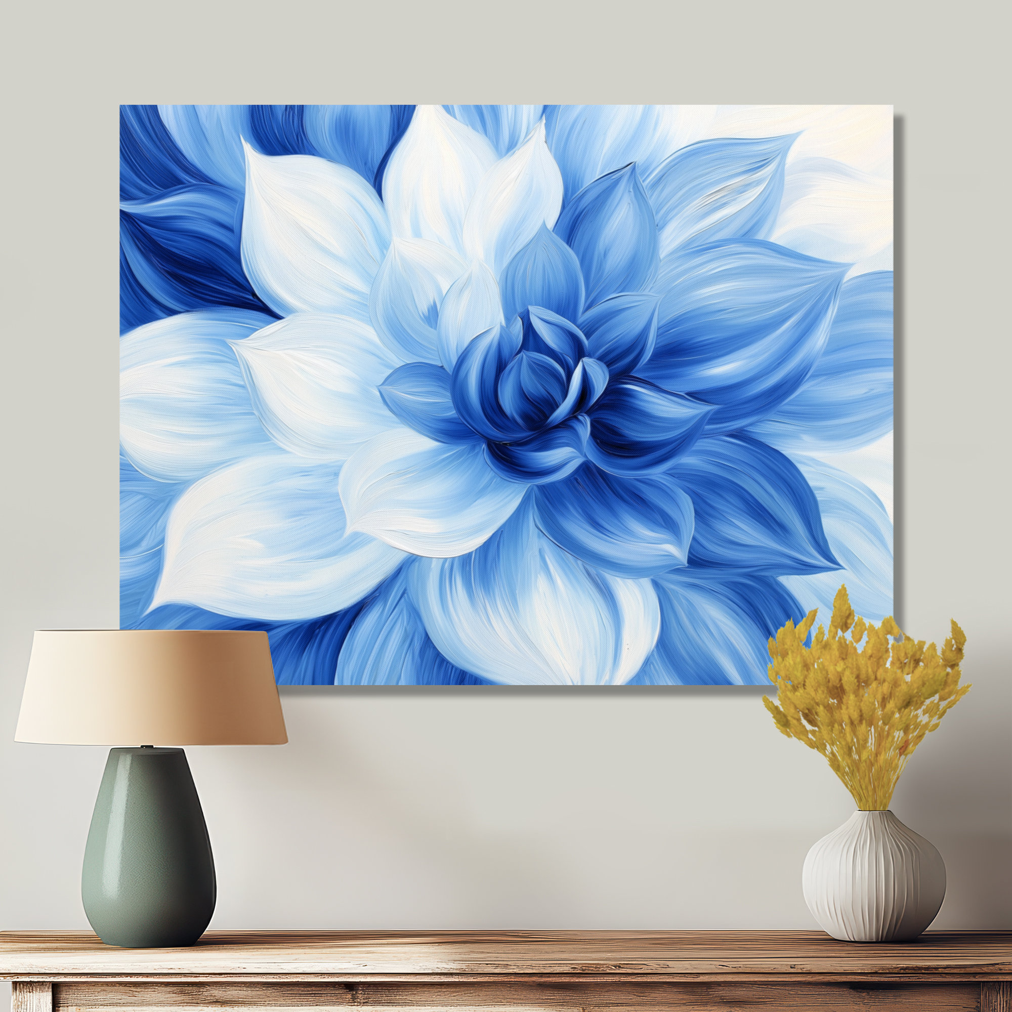 Red Barrel Studio® Velvet Blue Cactus Flowers I - Floral Cactus Wall ...
