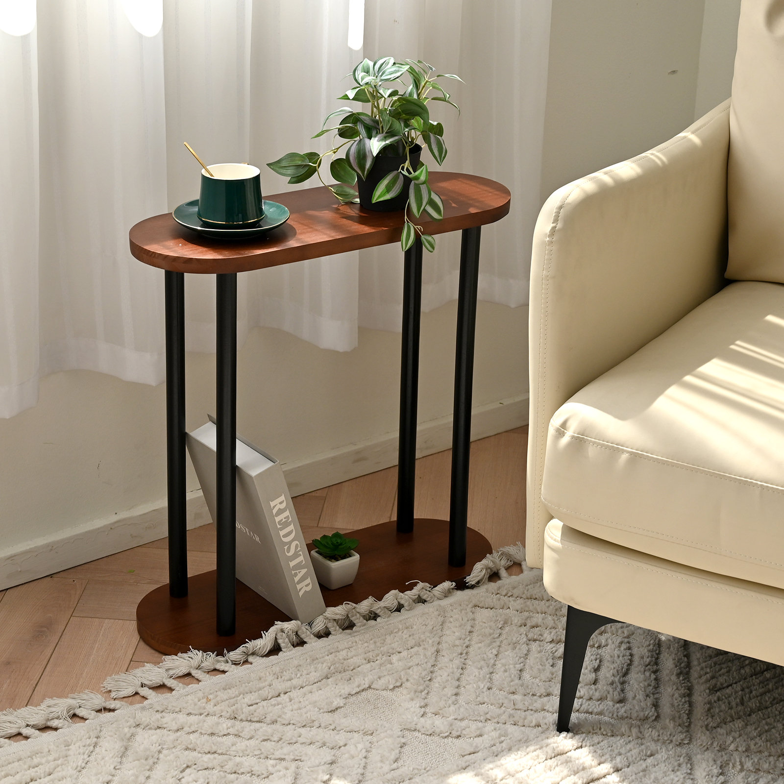 George Oliver Modern Narrow Side Table, Tall Pedestal Drink End Tables ...