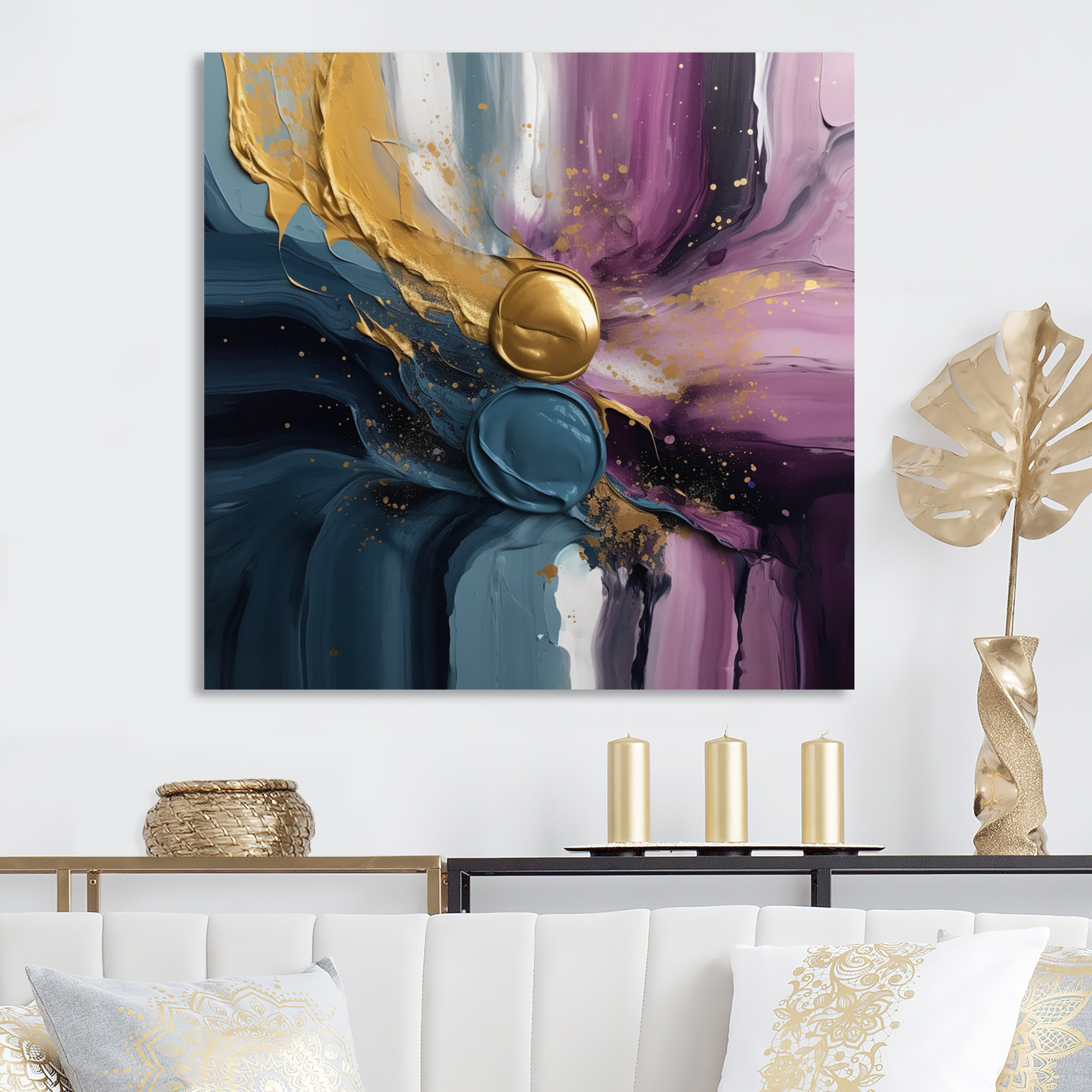 Ivy Bronx Purple And Blue Movements In Paint II On Metal Print | Wayfair