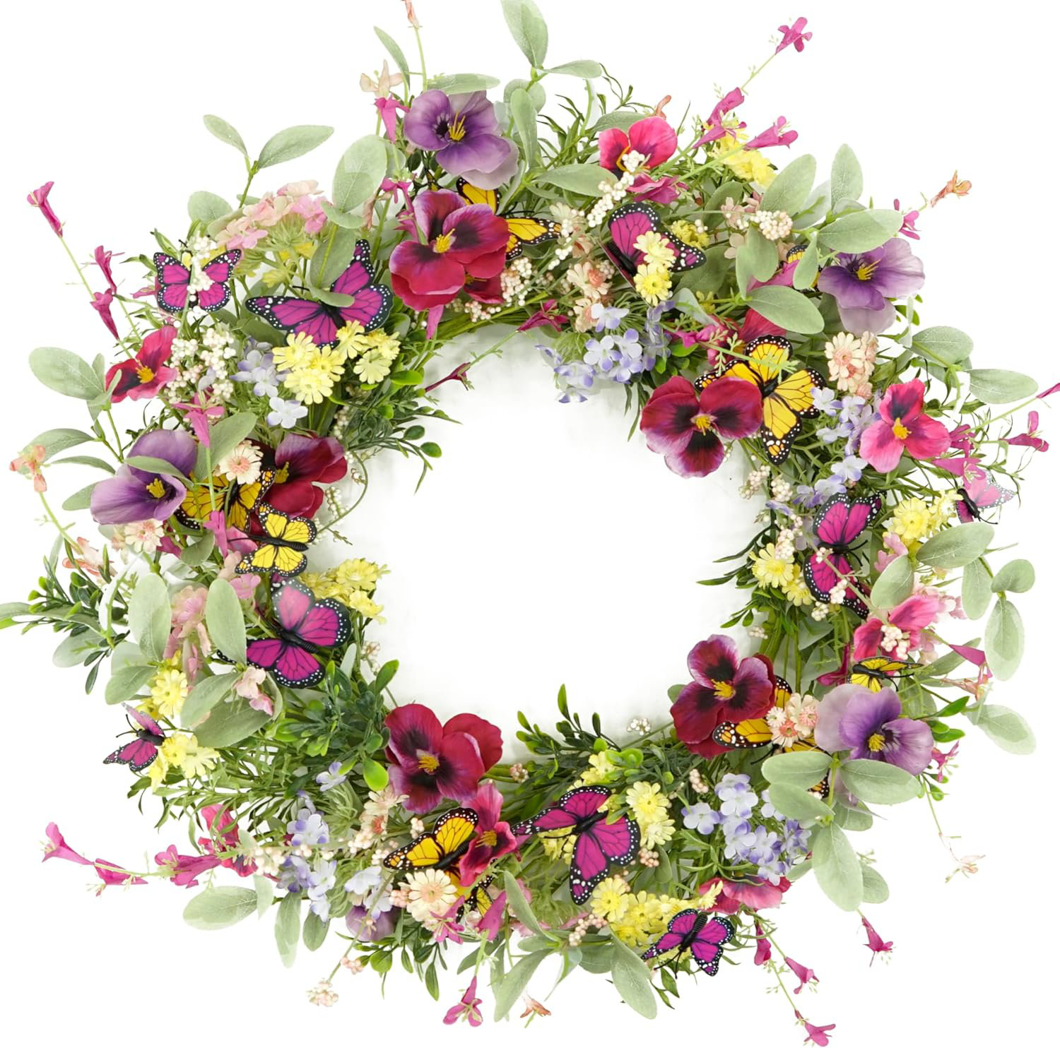 One Allium Way Artificial Spring Wreaths For Front Door Pansy Wreath ...