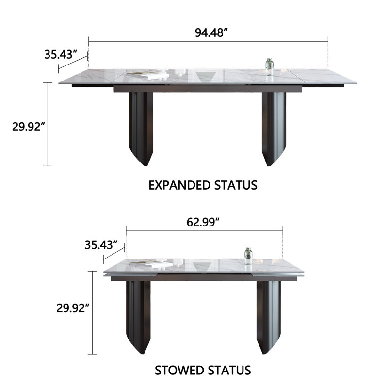 Everly Quinn Santrez 7 - Piece 94.48" Extendable Sintered Stone Dining ...