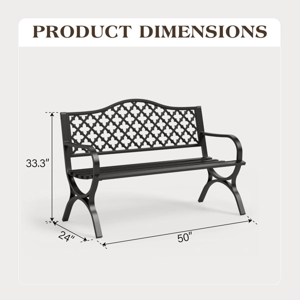 Winston Porter 50'' L Metal Outdoor Cross Leg Bench & Reviews | Wayfair