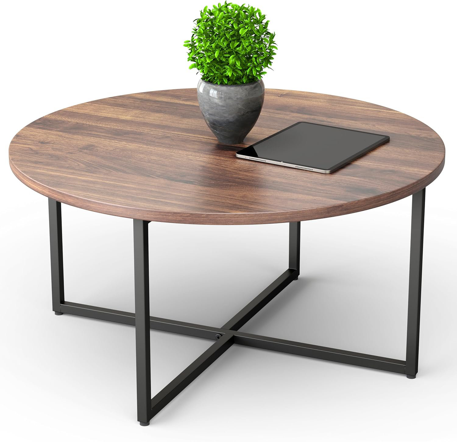 Ebern Designs Round Coffee Table for Living Room Circular Wooden Top ...