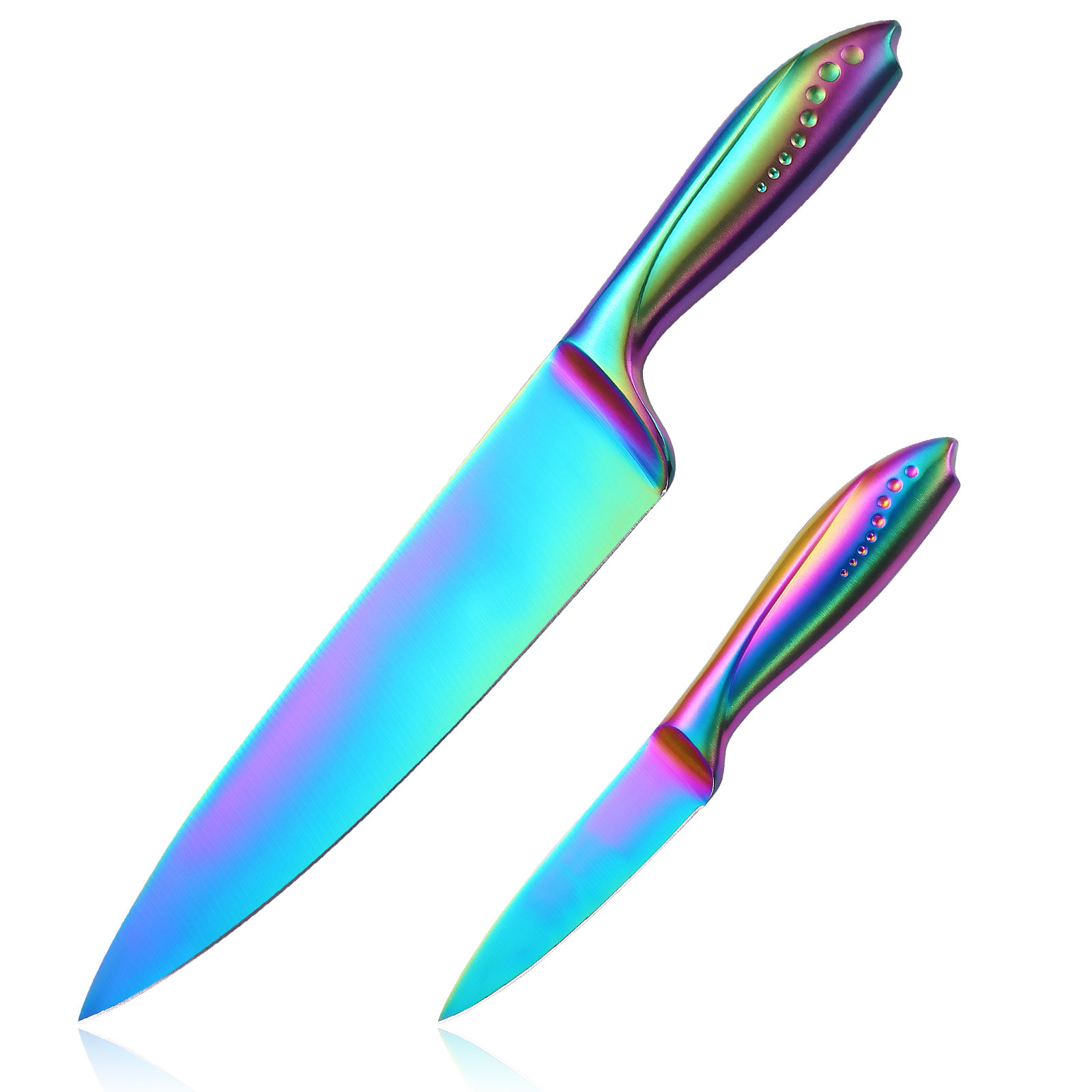 WELLSTAR Rainbow Kitchen Knives Set Of 2, German Steel Blade, With Chef ...