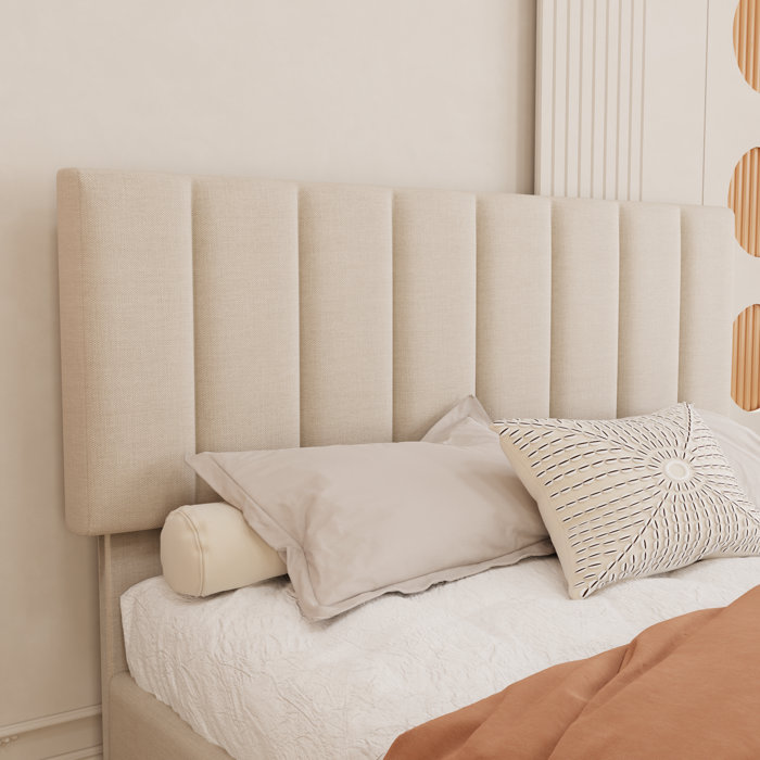 Mercer41 Juhi Upholstered Tufted Linen Platform Bed with Lift-up ...