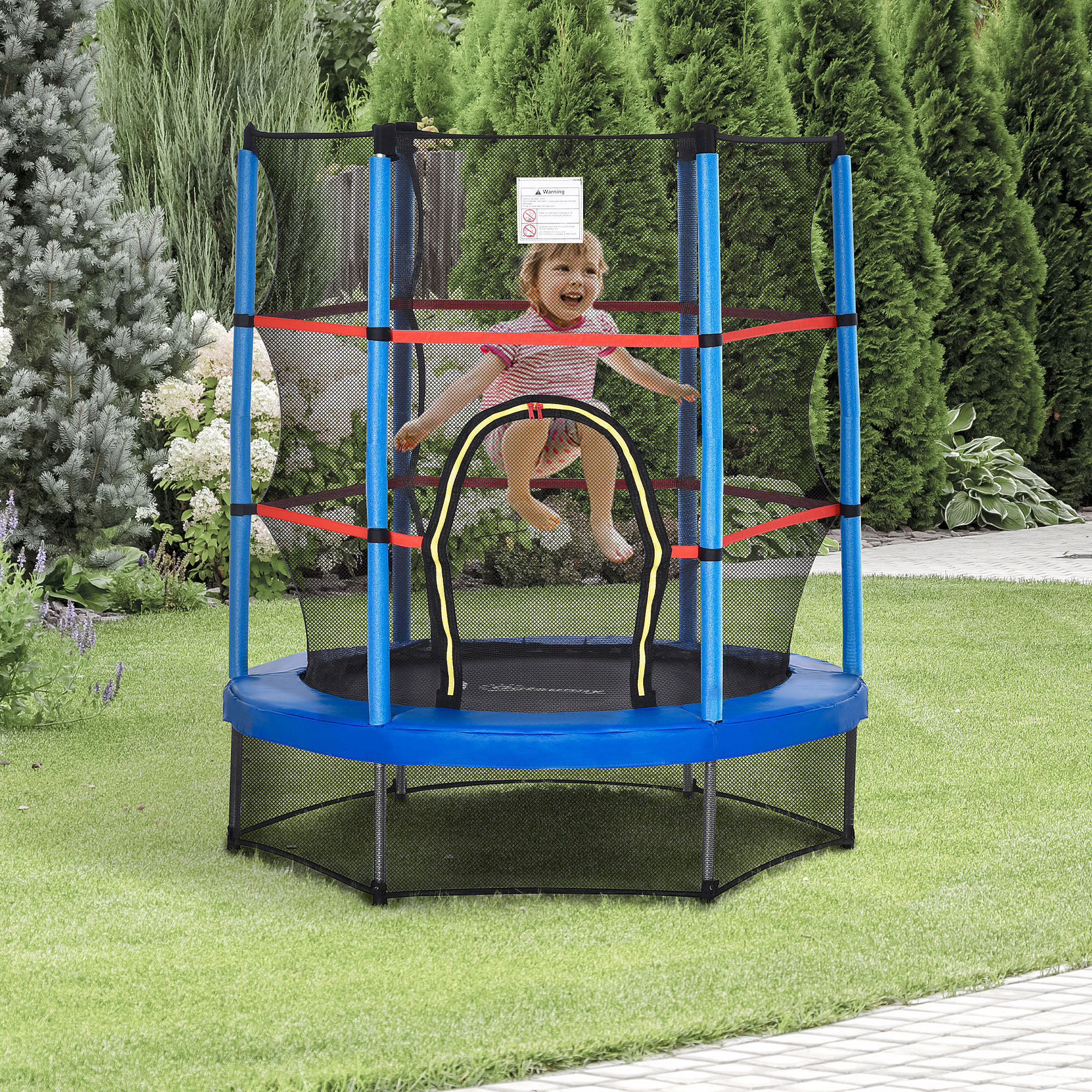 Outsunny 4.58' Round Indoor Kid / Toddler Trampoline with Handlebar ...