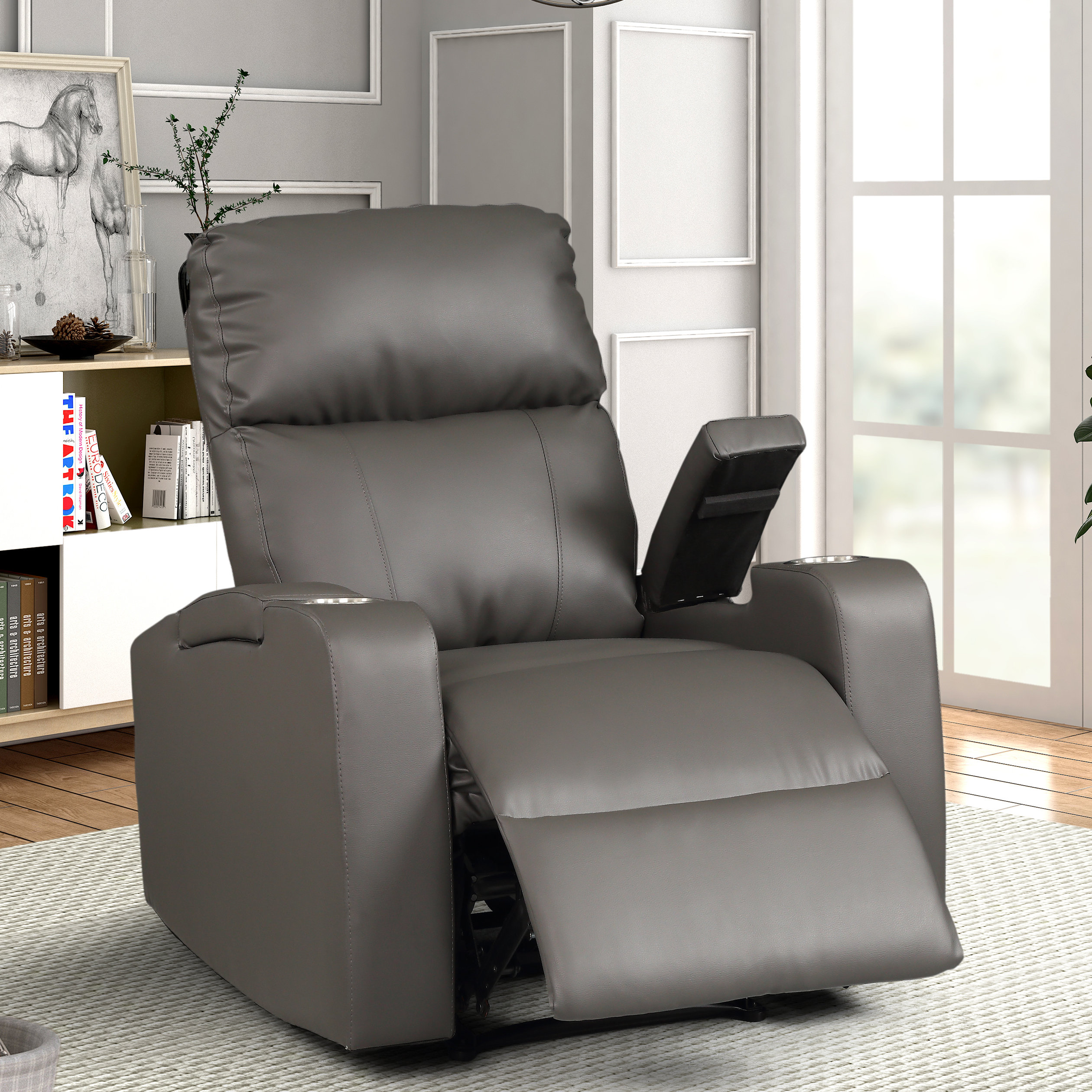 Latitude Run® Tudor 32" Wide Faux Leather Power Standard Recliner ...