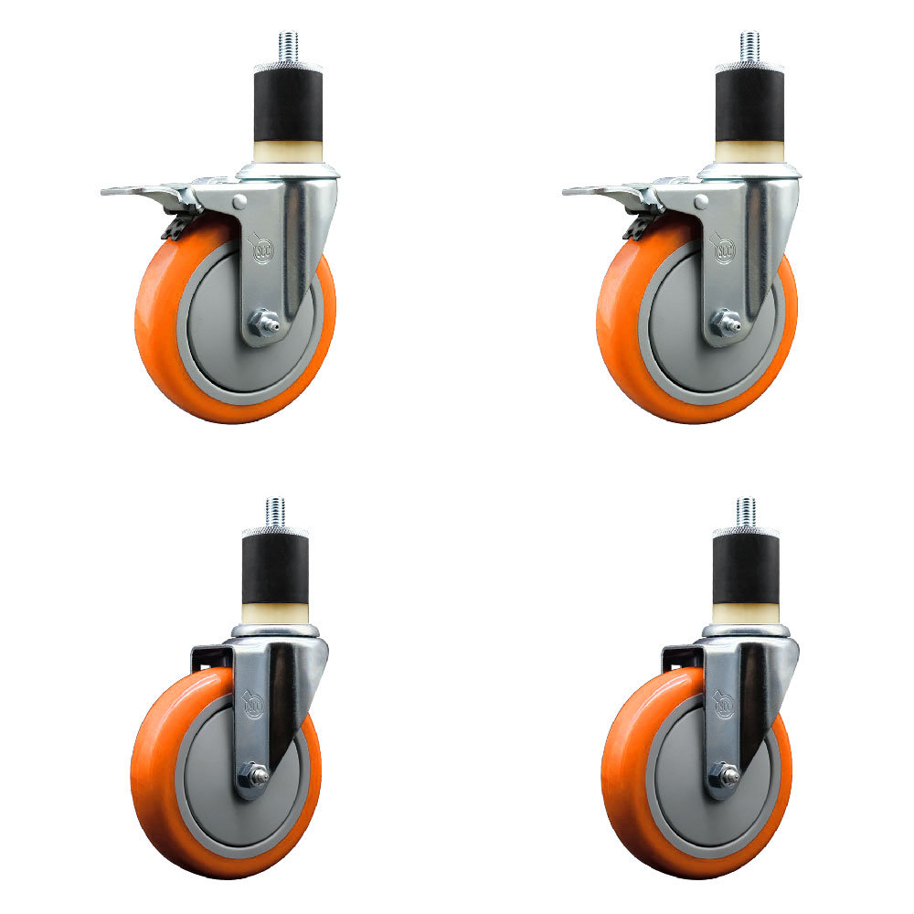 Service Caster 5 Inch 316SS Orange Poly Swivel 1-7/8 Inch Expanding ...