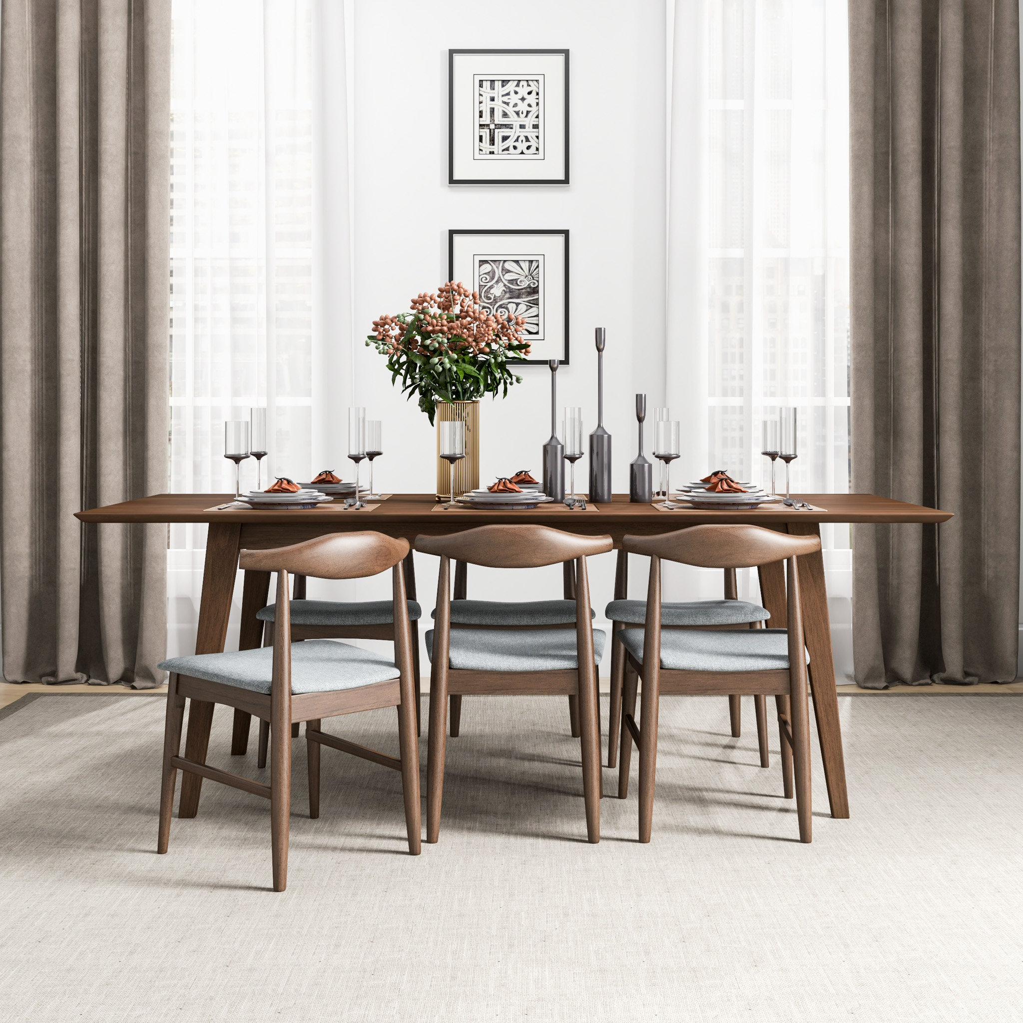 Corrigan Studio® Laksmi 6 - Person Solid Wood Dining Set | Wayfair