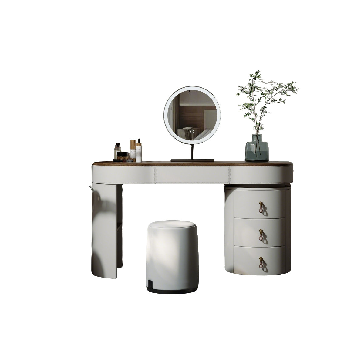 Orren Ellis Modern Minimalist Walnut Storage Makeup Console | Wayfair