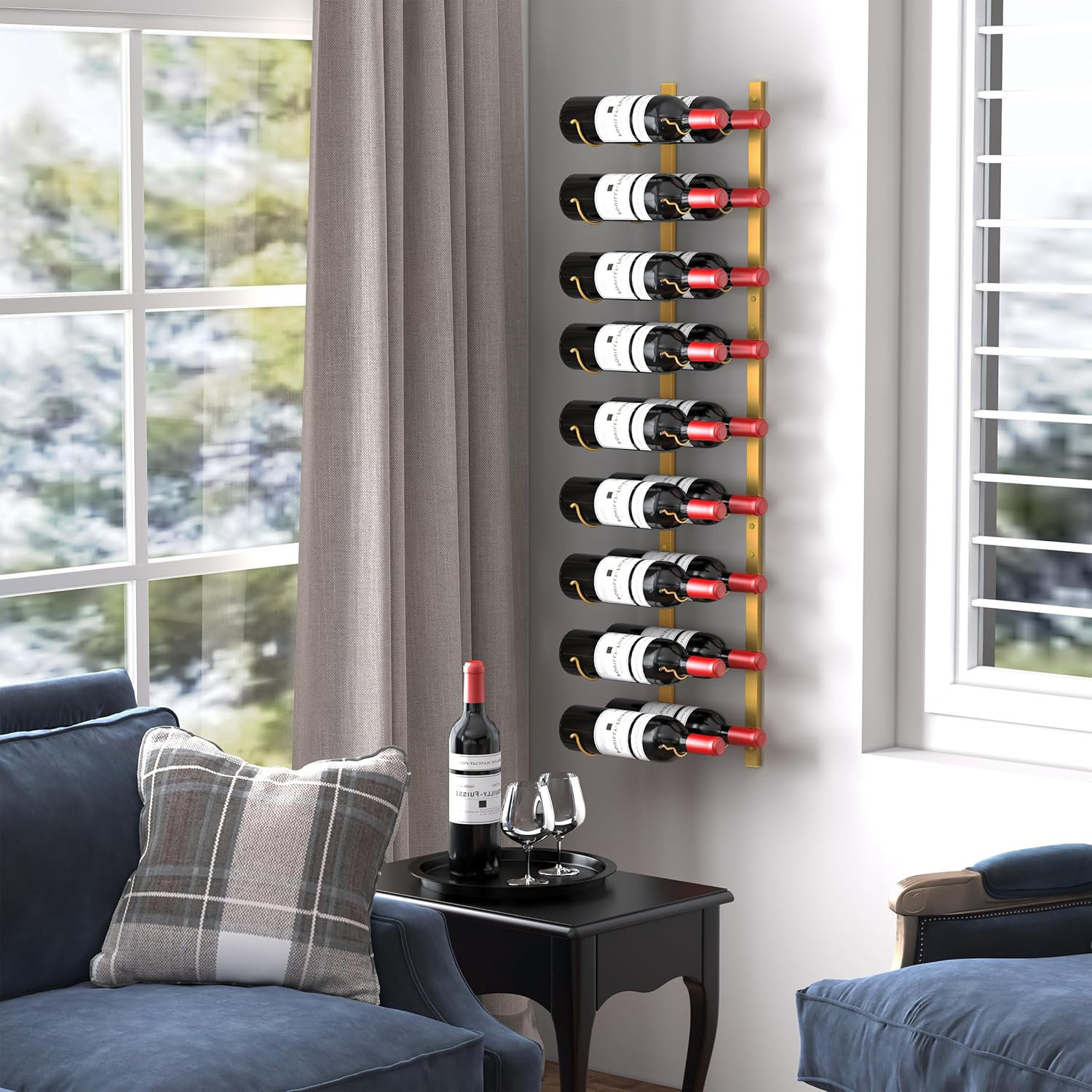 Mercer41 Stainless Steel Wine Rack Wall Mounted Double Sturdy Wall ...