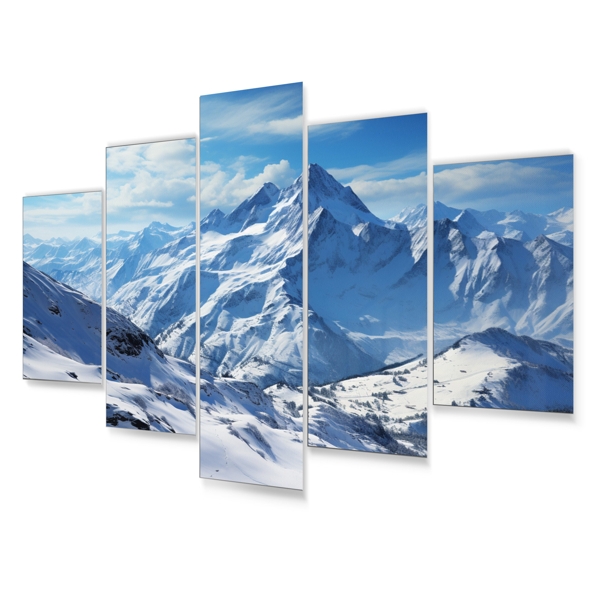 Design Art French Snowy Peaks In The Alps II - Landscapes Metal Wall ...