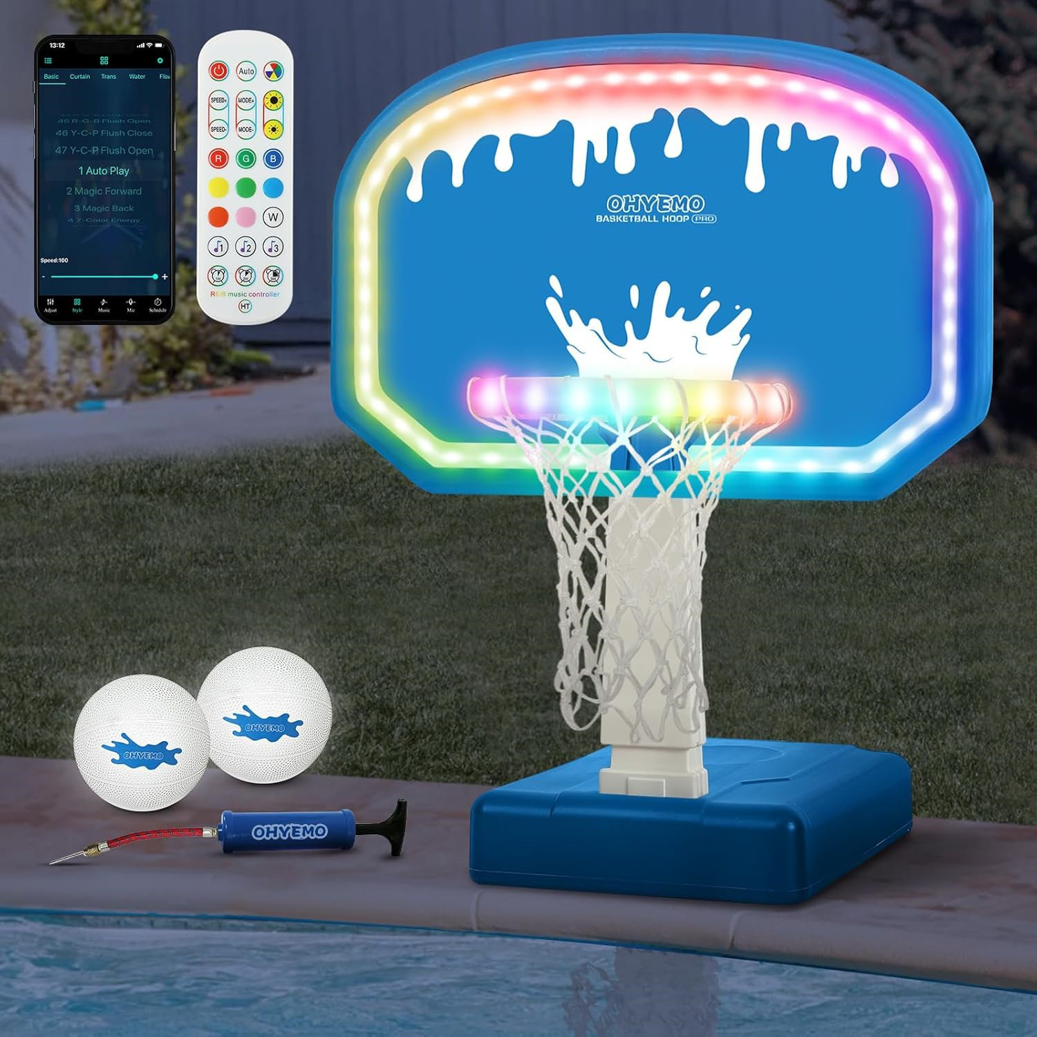 Phantoscope LED Pool Basketball Hoop, Oversized Swimming Pool ...