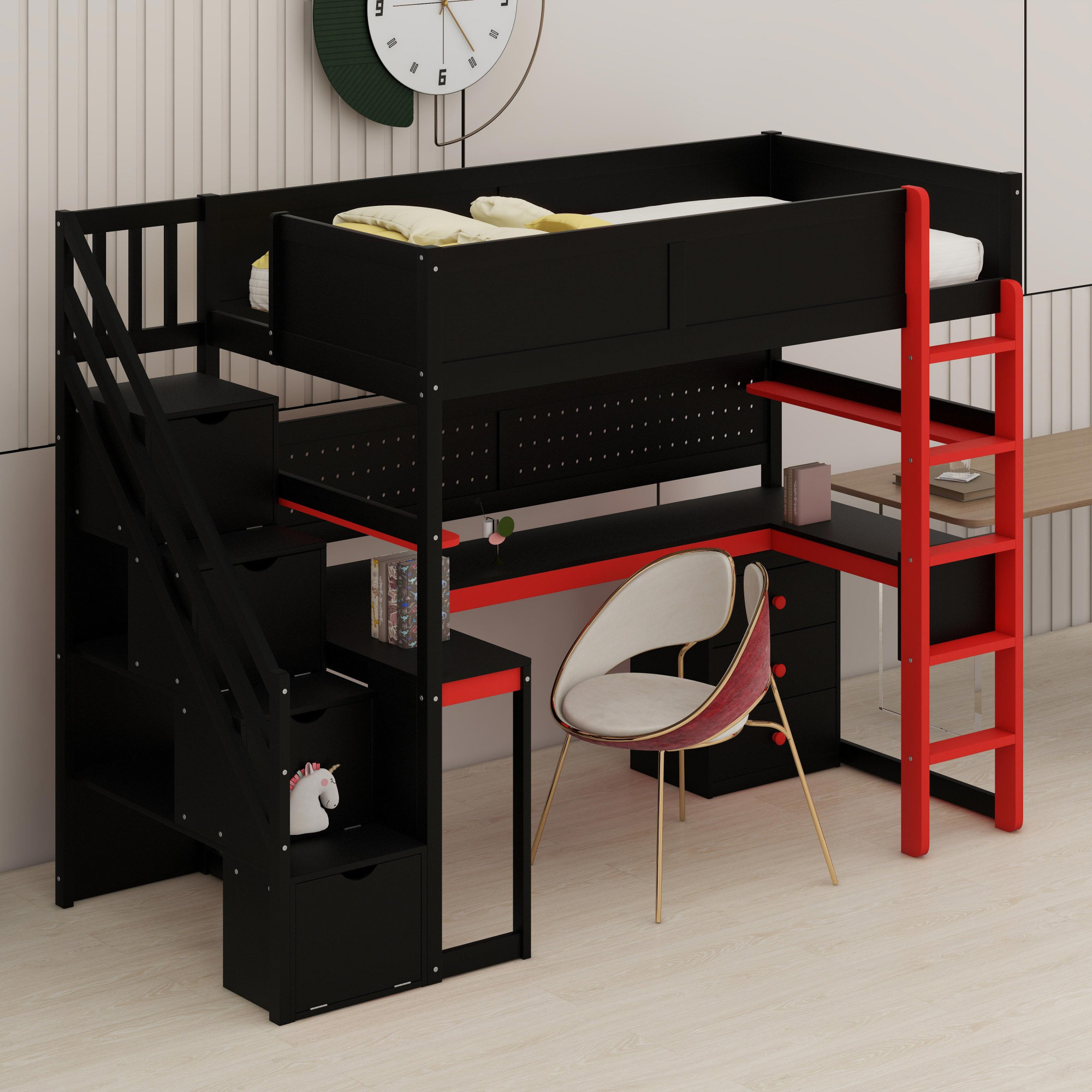 Wrought Studio™ Featuring Storage Stairs, Study Desk, Organizing ...