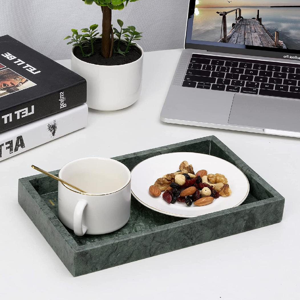 Mercer41 Marble Tray - Genuine Marble Stone Decorative Dark Green ...