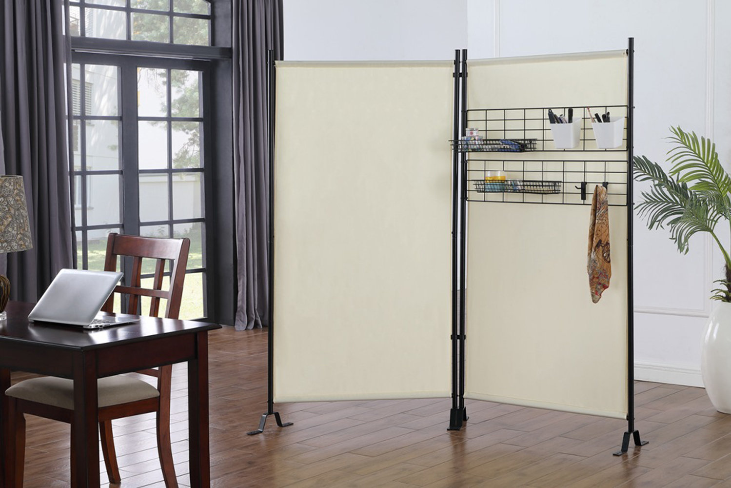 Ebern Designs Akenside 50.25" W x 71" H 2 - Panel Steel Folding Room ...