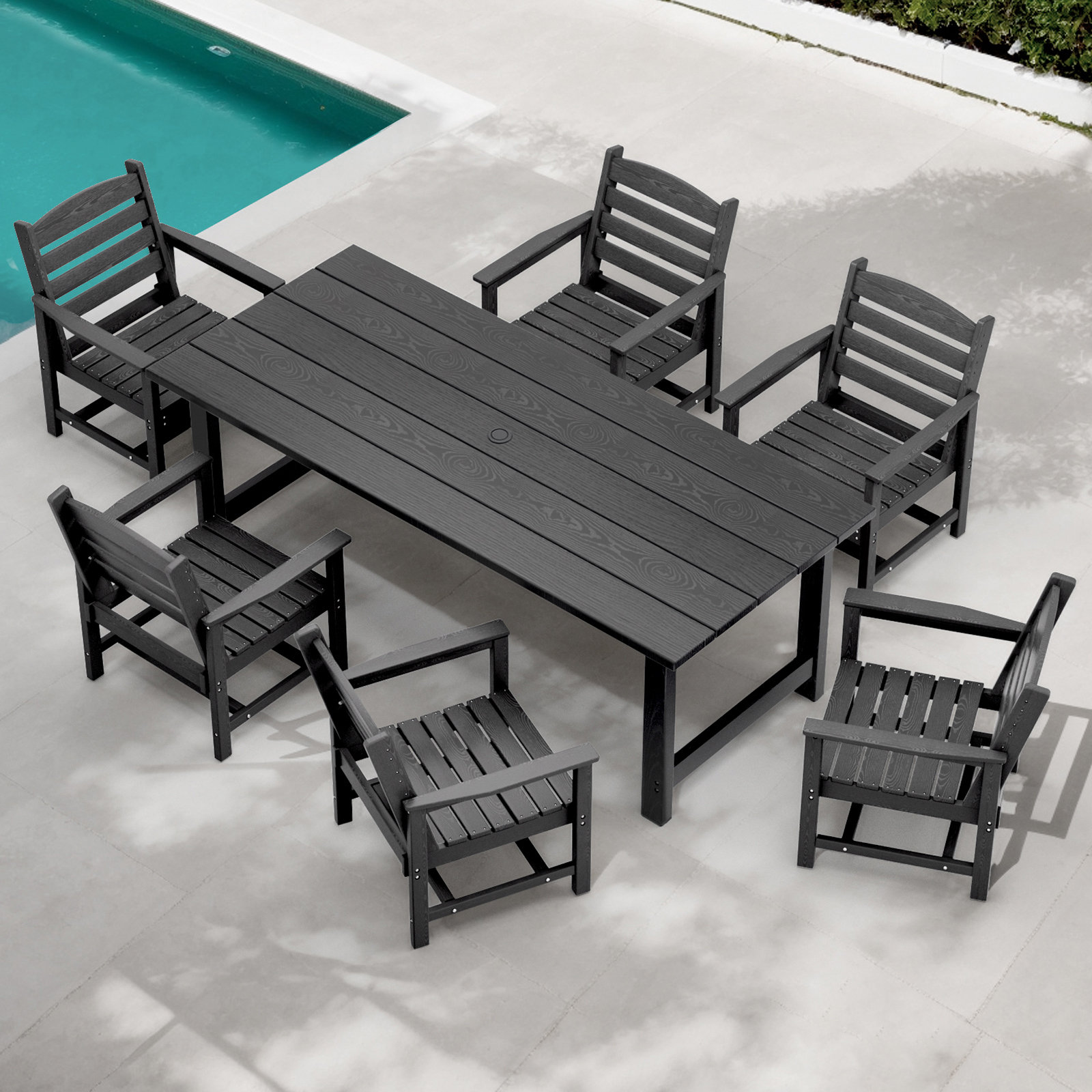 Ebern Designs Ensemble de salle à manger noir 7 pièces Ramessu ...