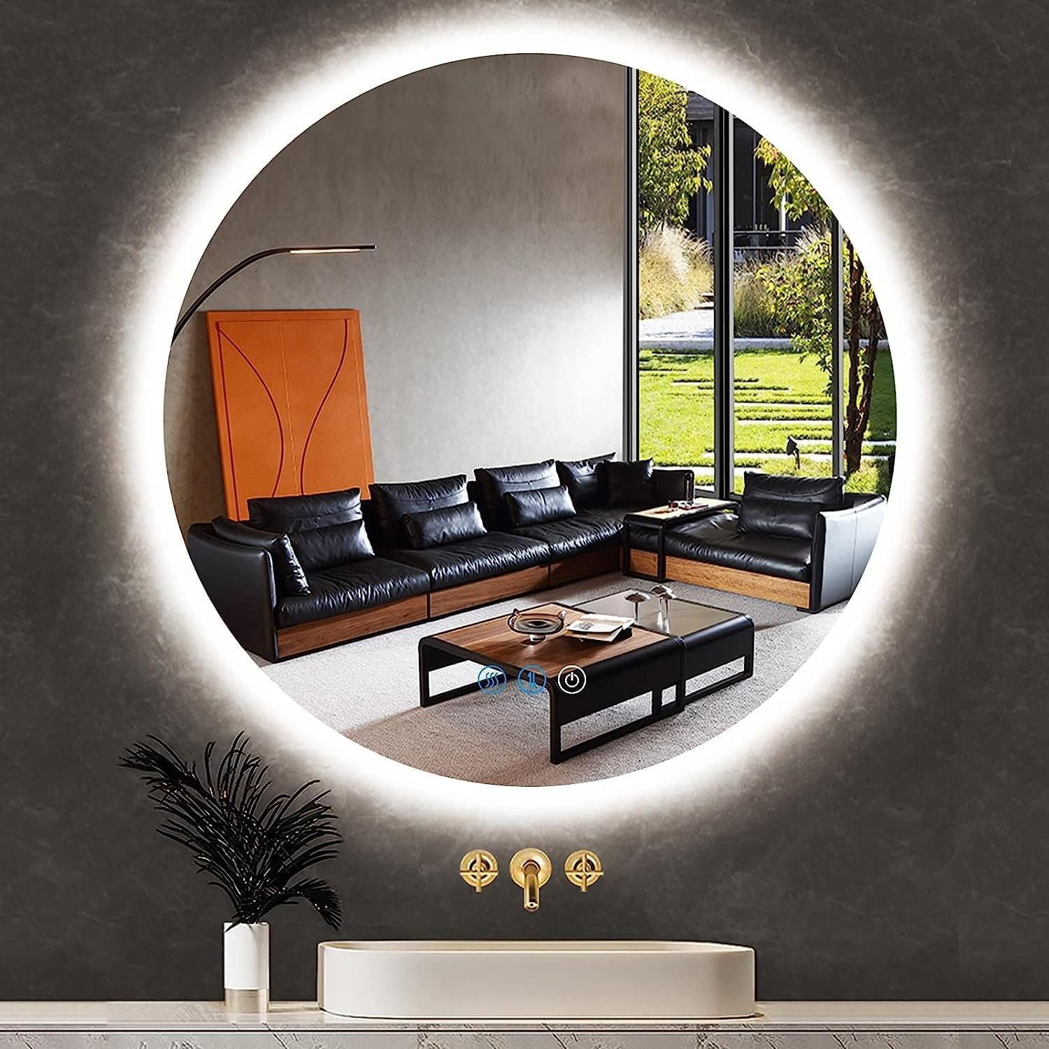 Ivy Bronx 32 Inch Backlit Bathroom Round Led Mirror Round Lighted ...