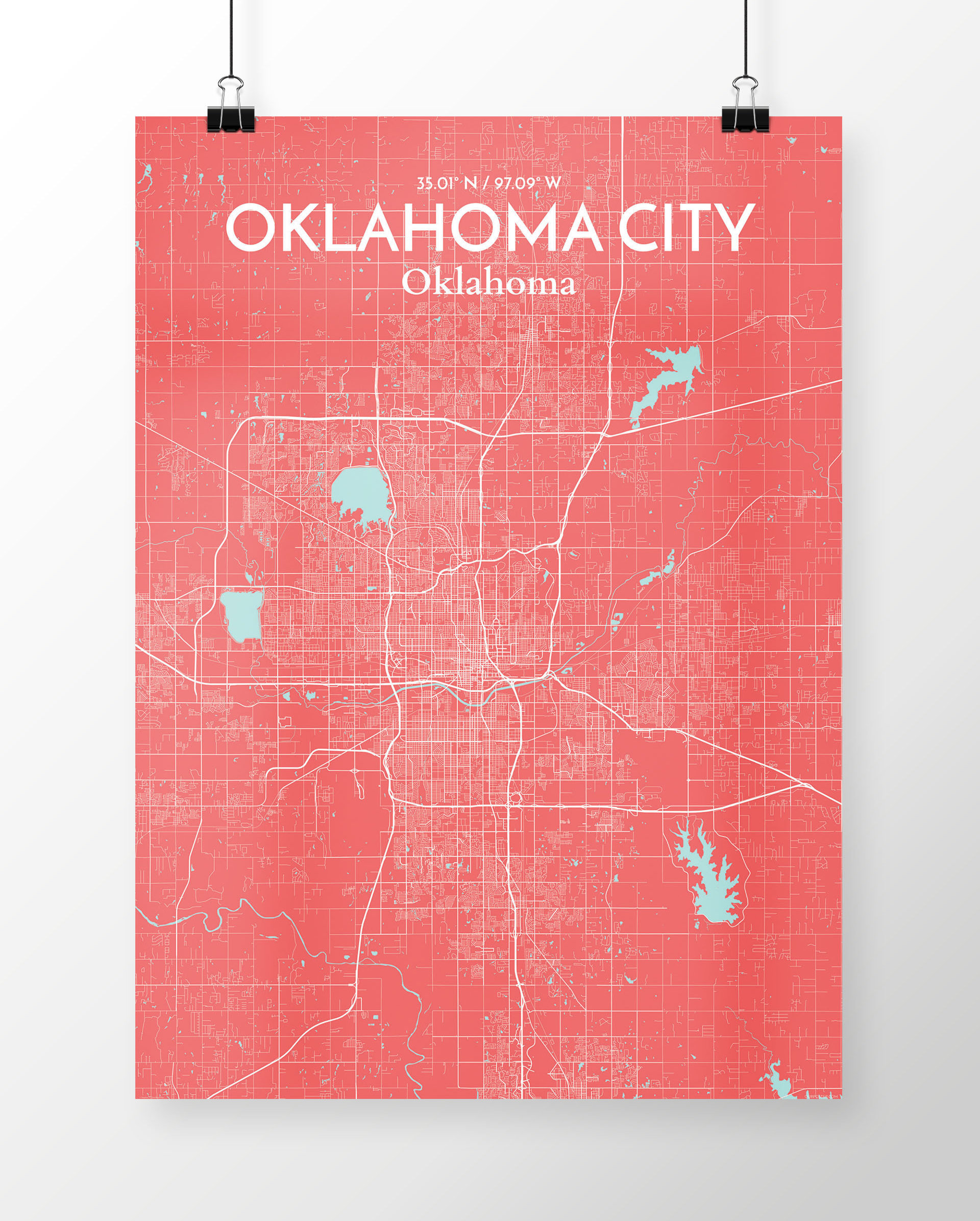 Wrought Studio™ 'Oklahoma City City Map' Graphic Art Print Poster in ...