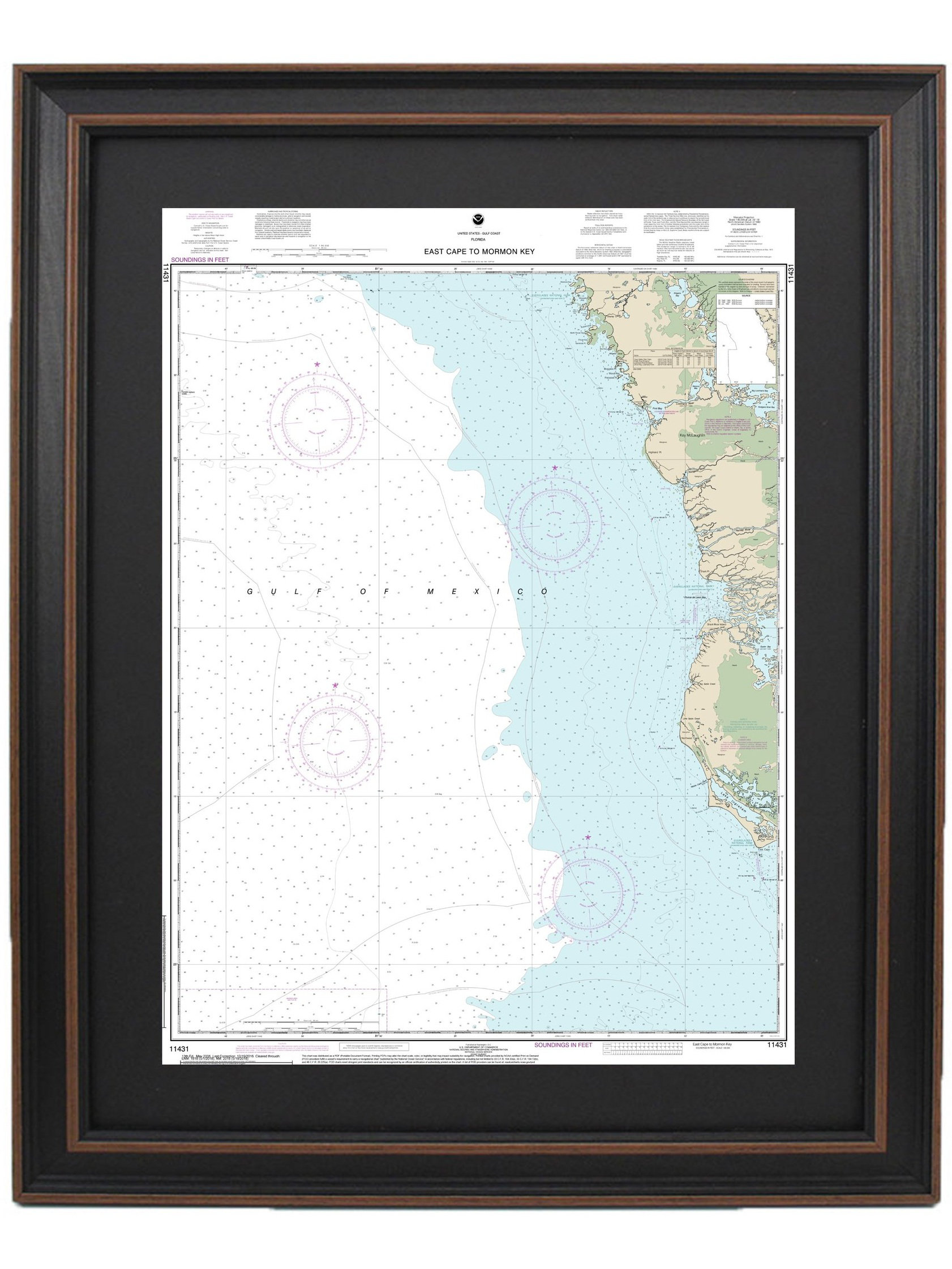 Longshore Tides East Cape To Mormon Key | Nautical Chart | Framed Print ...