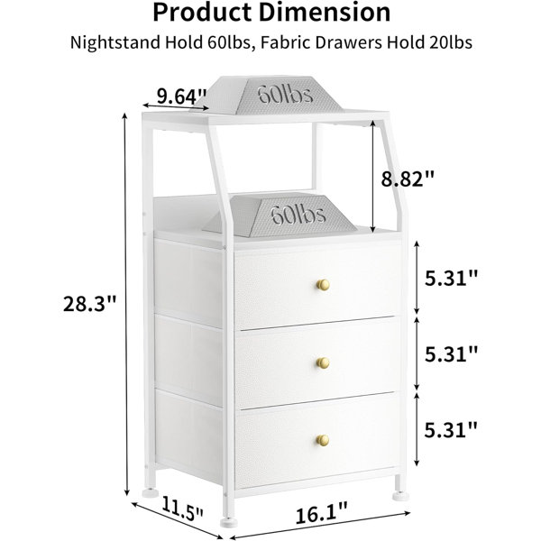 Wrought Studio™ Dresser for Bedroom, White Dresser Fabric Dressers ...